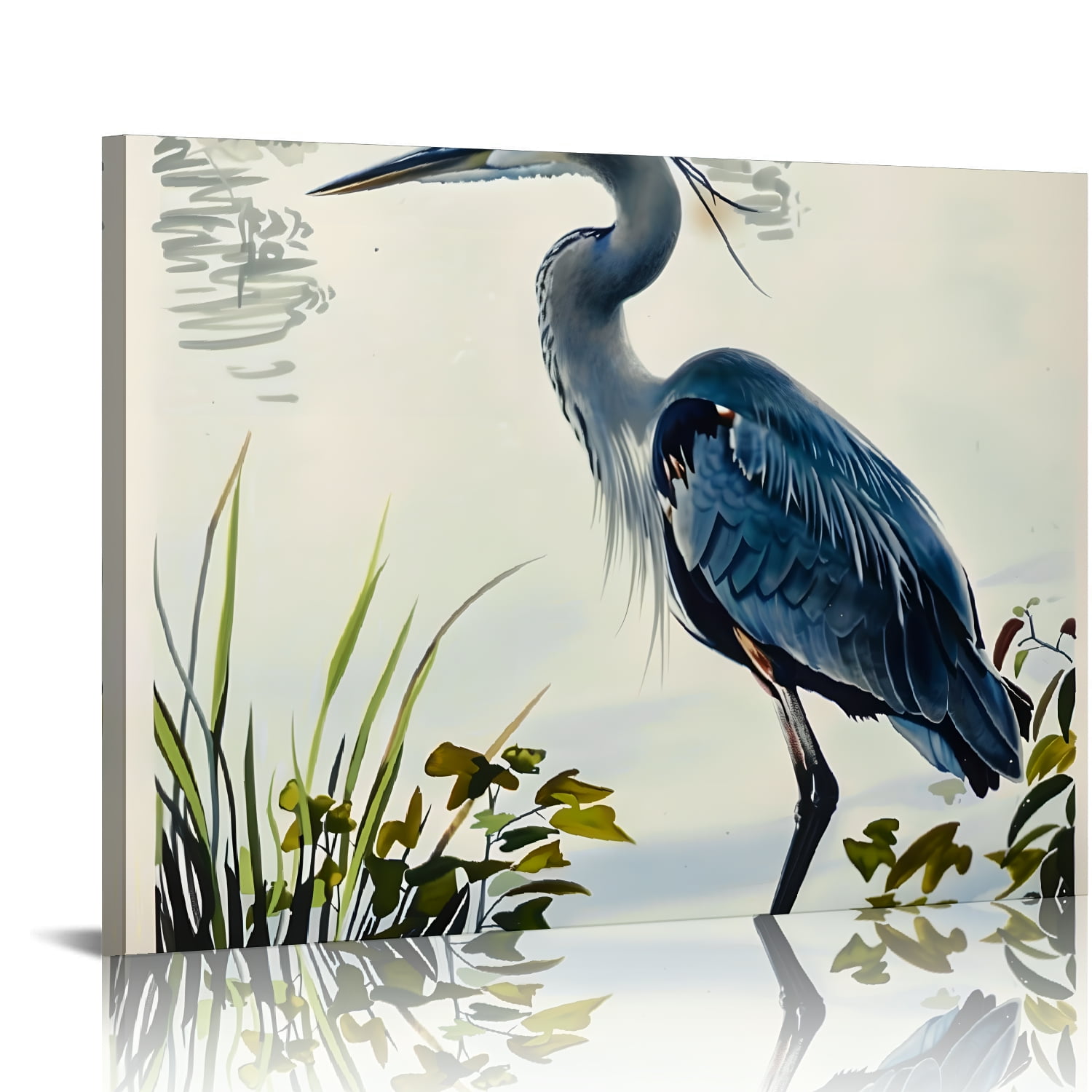 Blue heron water plant Art Modern Canvas Prints, Print On Canvas, Wall ...