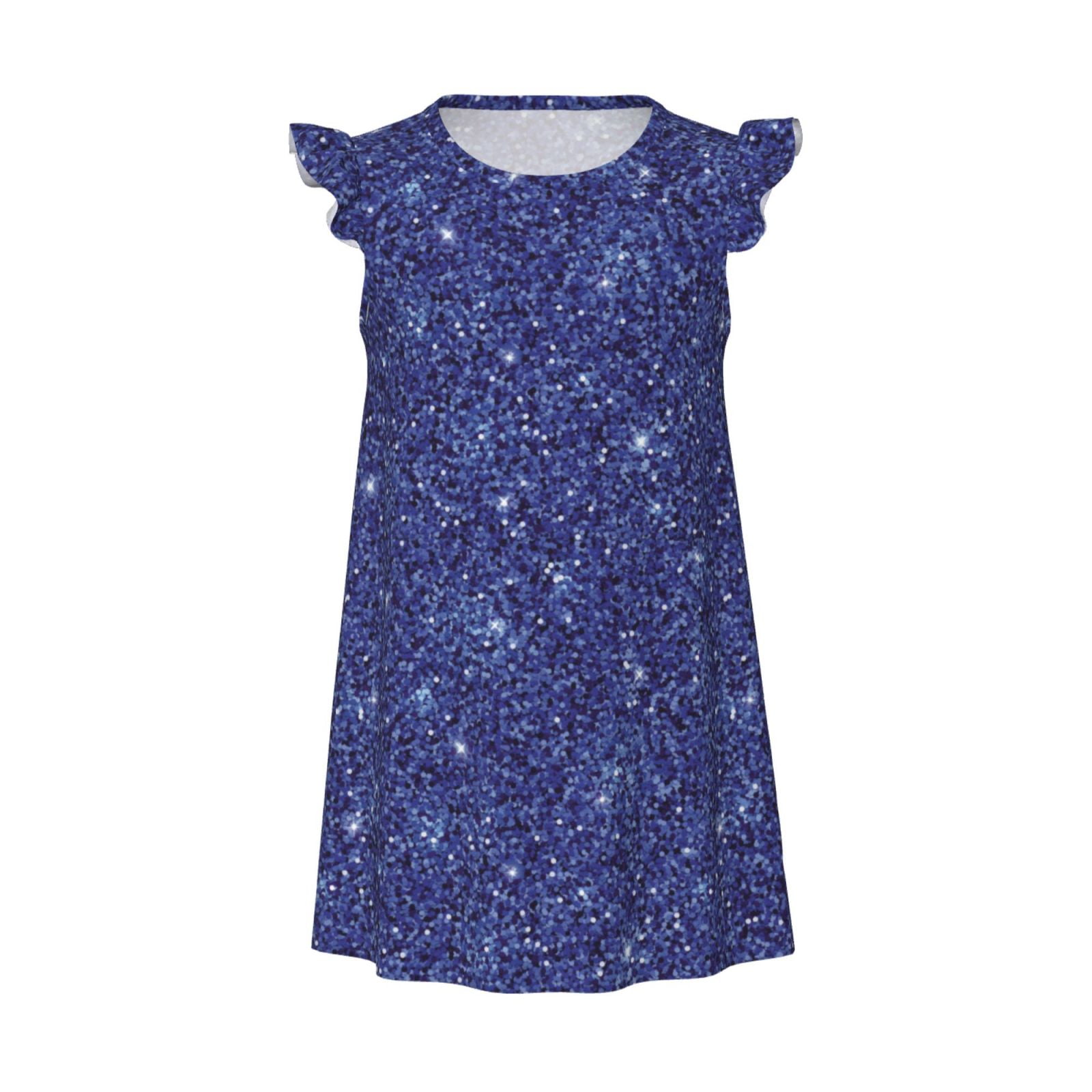 Blue lightning Glitter B Girls Nightgowns, Short Sleeves Princess Dress ...