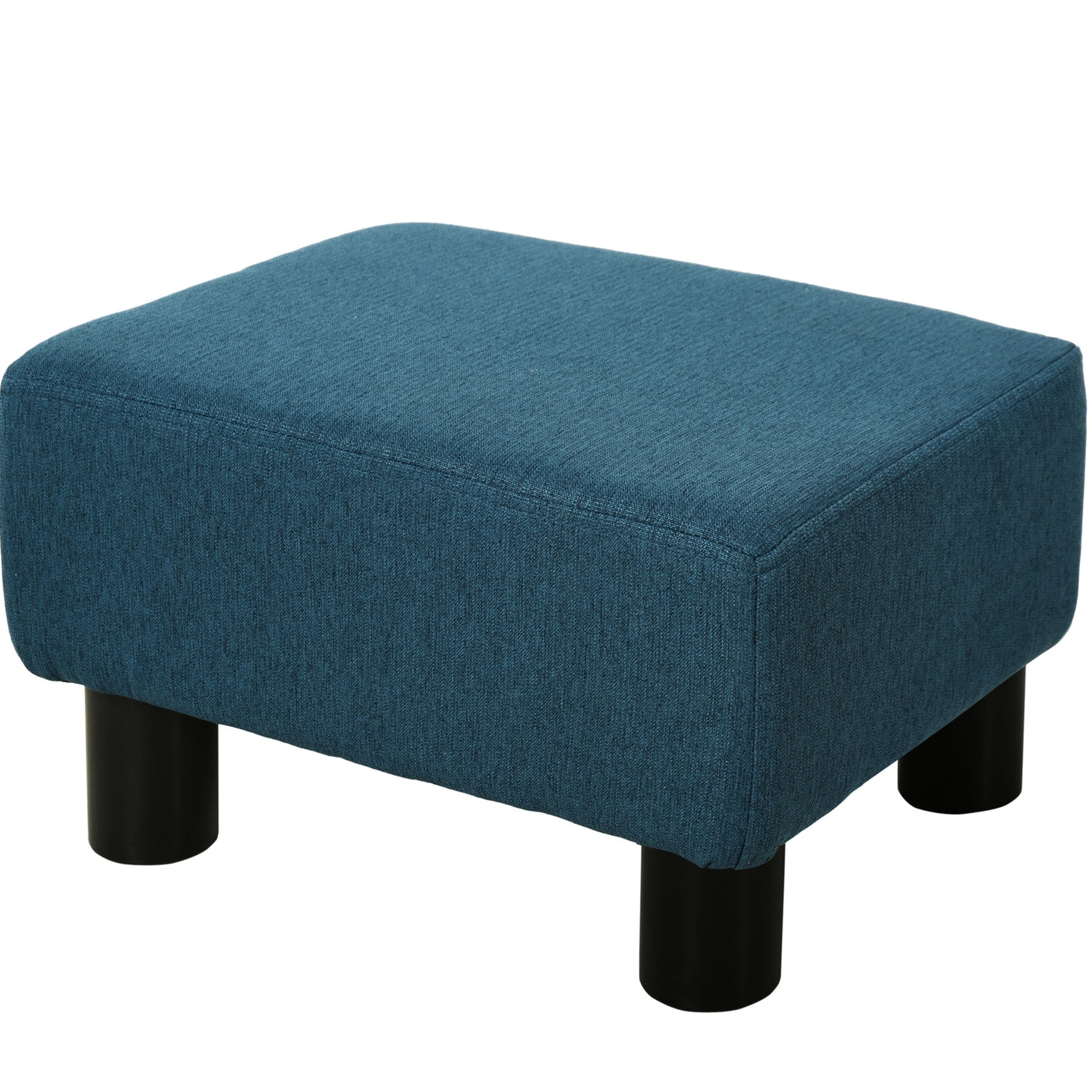 Blue linen padded foot rest - Multi - purpose seating option - Living room or entryway - Provide ...