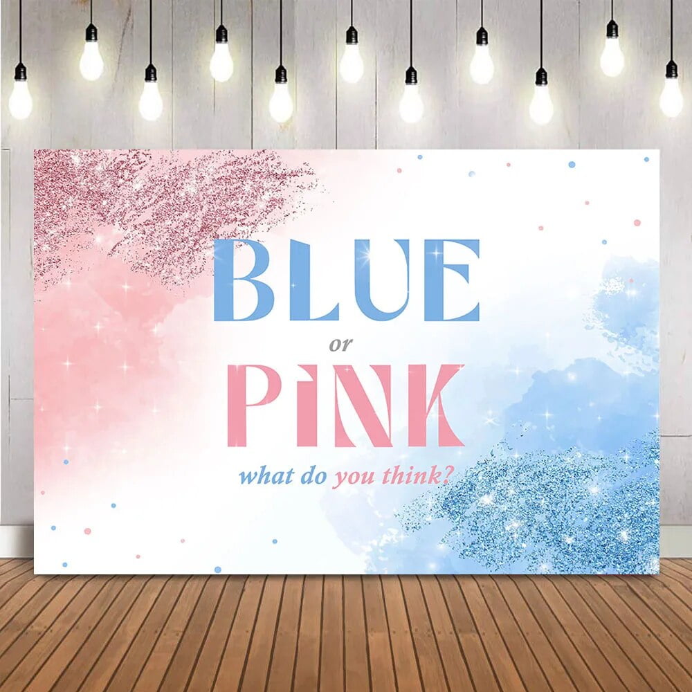 Blue or Pink Background for Baby Shower Party Gender Reveal Glitter Shining Dots Photo Booth ...