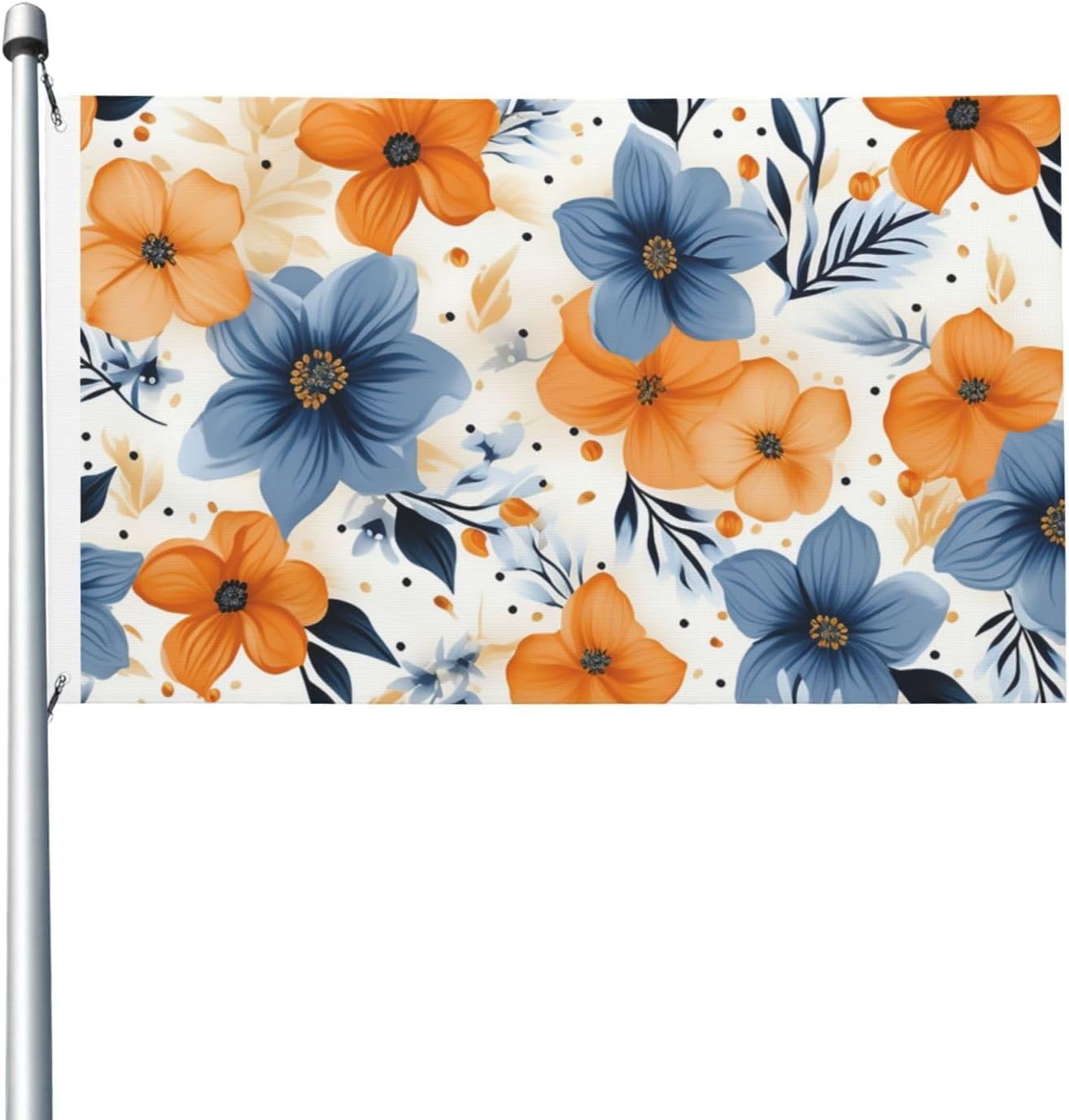 Blue and orange flowers Garden Flag Welcome Flags for Outside Holiday ...