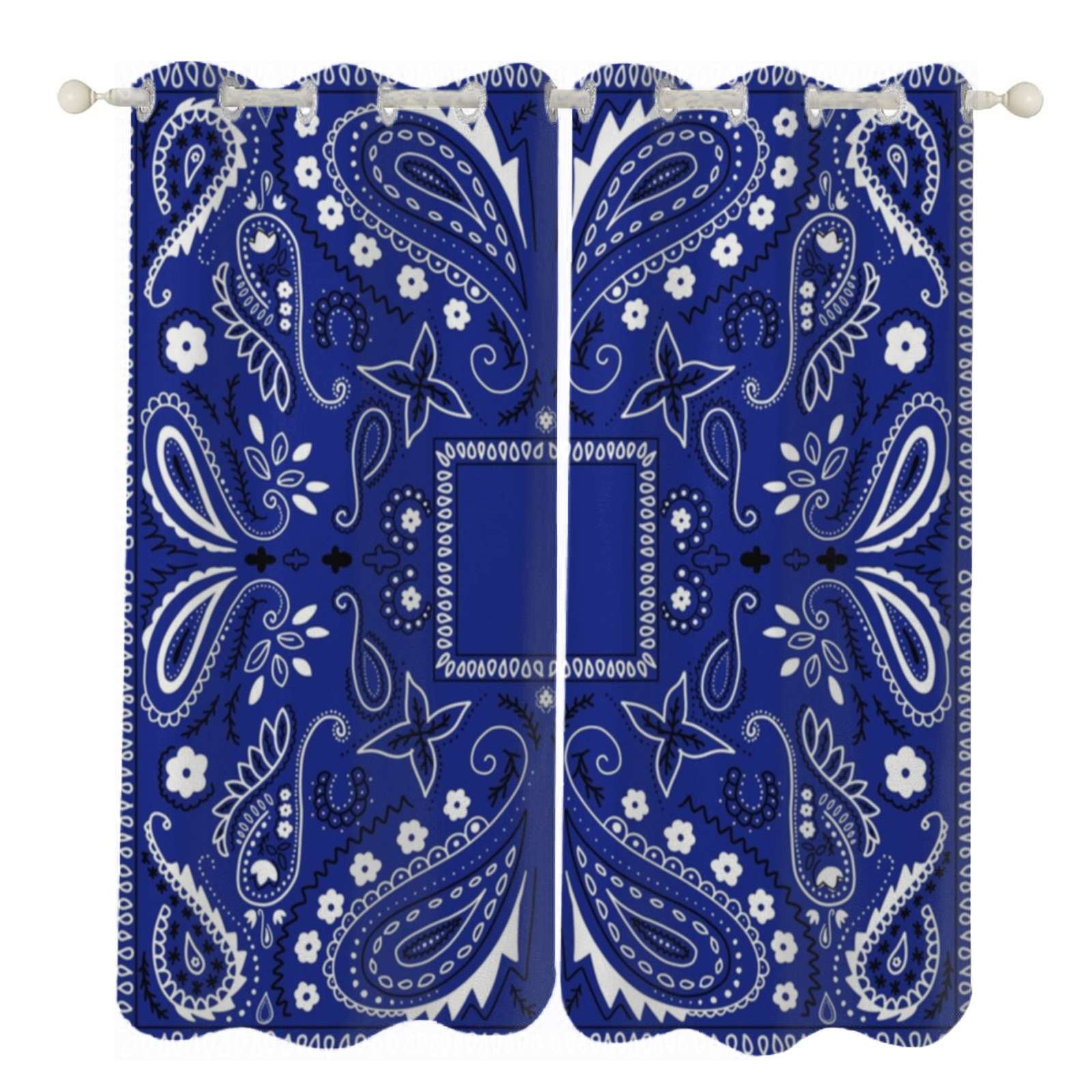 Blue paisley bandana pattern Sunshade Curtains Home Bedroom Living Room ...
