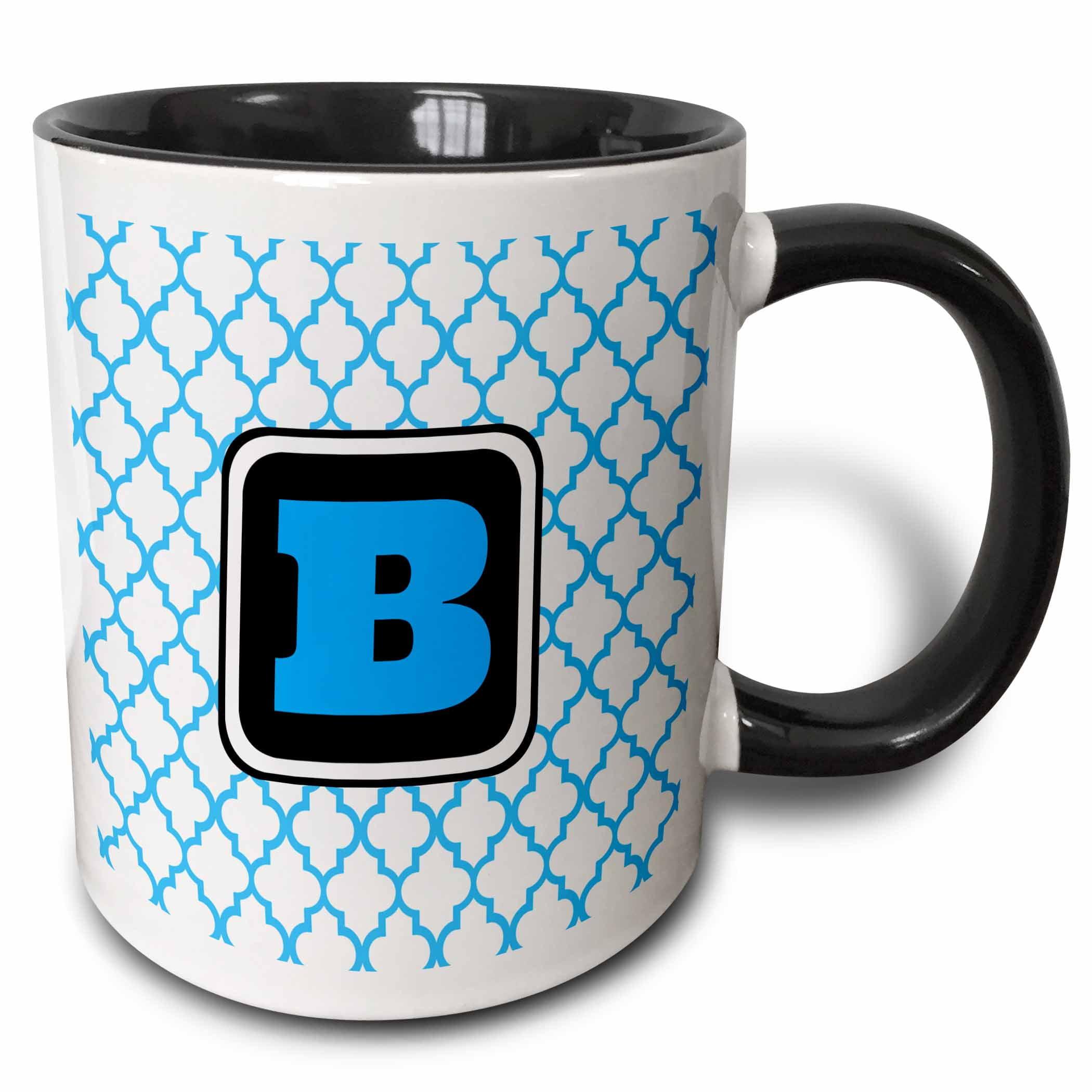 Blue pattern monogram initial B 15oz Two-Tone Black Mug mug-252275-9 ...