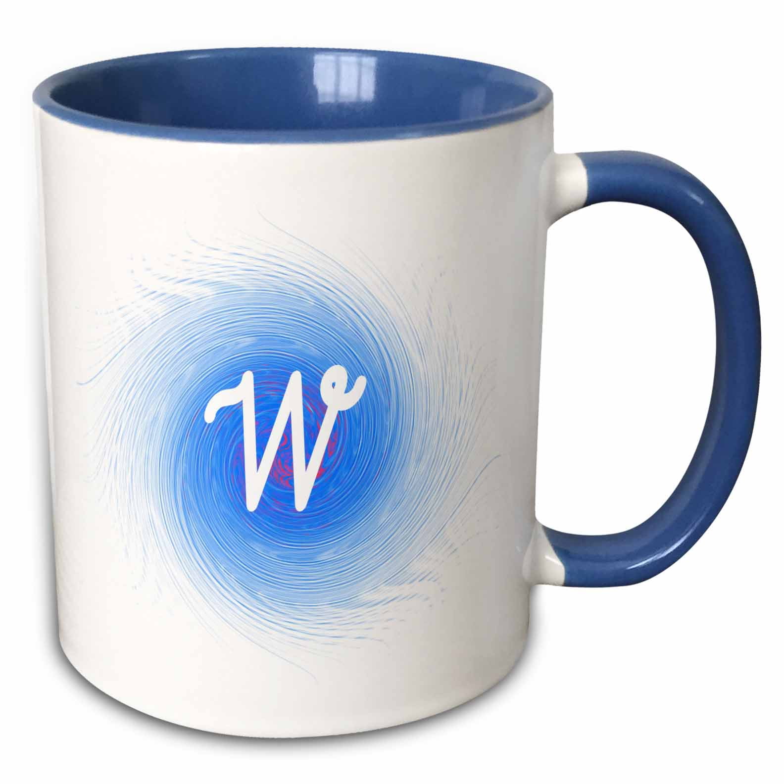 Blue, red spiral clouds of a hurricane storm. Wonderful letter W 15oz ...