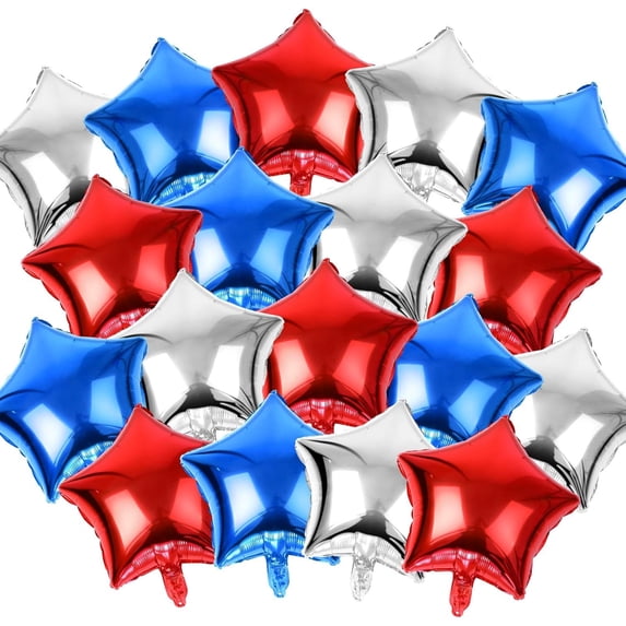 Blue, red, white star foil balloon decoration, 30 18-inch 4th of July ...