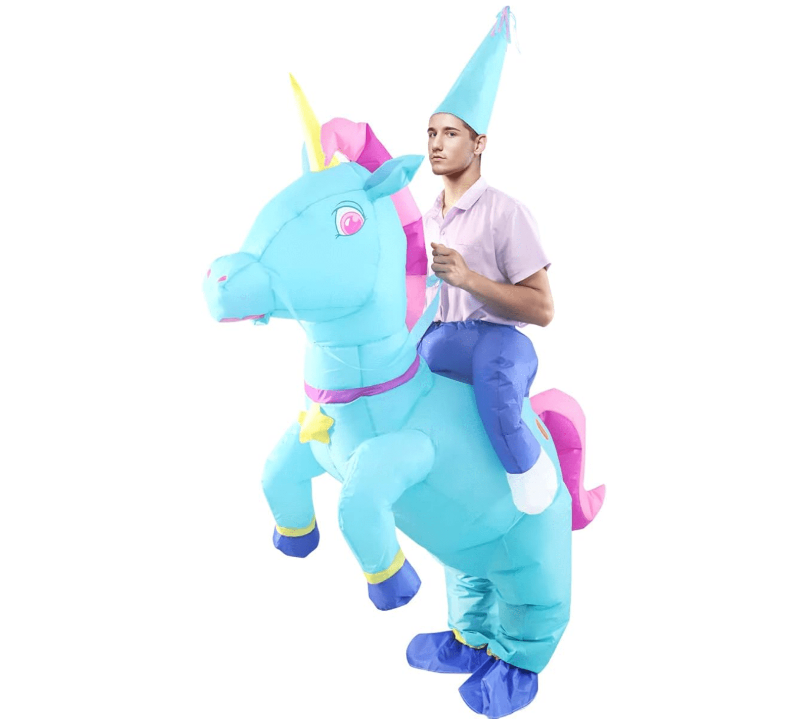 InfleasJoiy Blue Riding Unicorn Inflatable Costume, Kids Party Dress Up ...