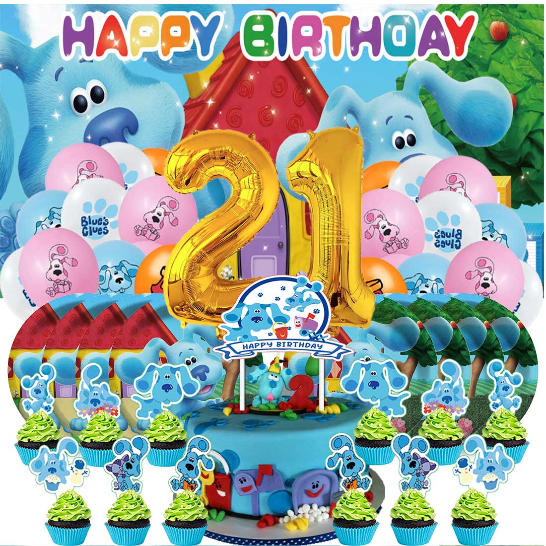 Blue's Clues Balloons Party Supplies 21th Decor Tableware Birthday Cake ...