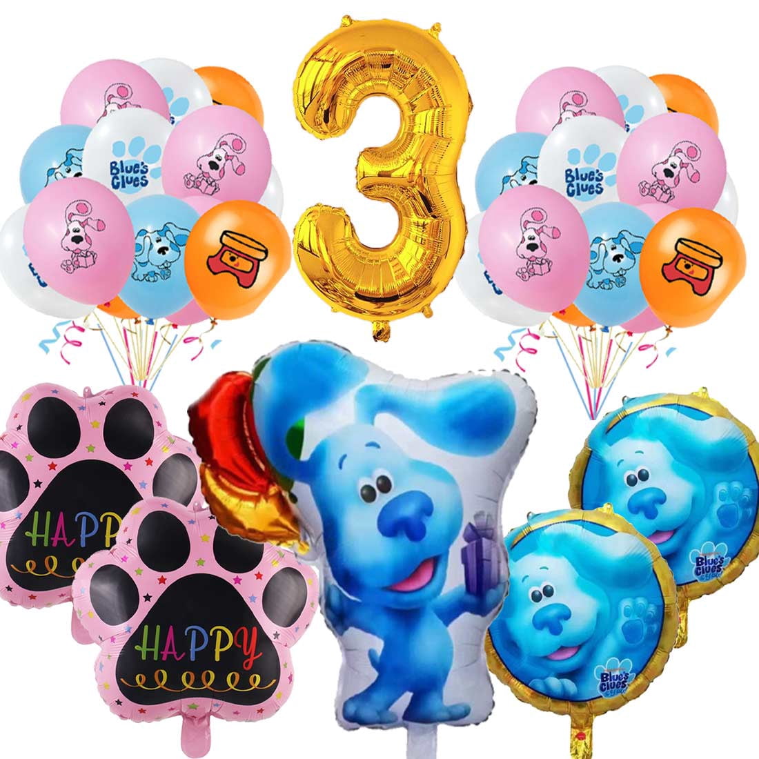 Blue's Clues Balloons Party Supplies 3rd Big Number Decorations Decor ...