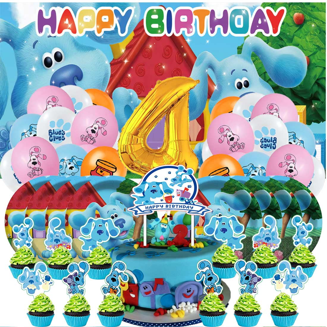 Blue's Clues Balloons Party Supplies 4th Decor Tableware Birthday Cake ...
