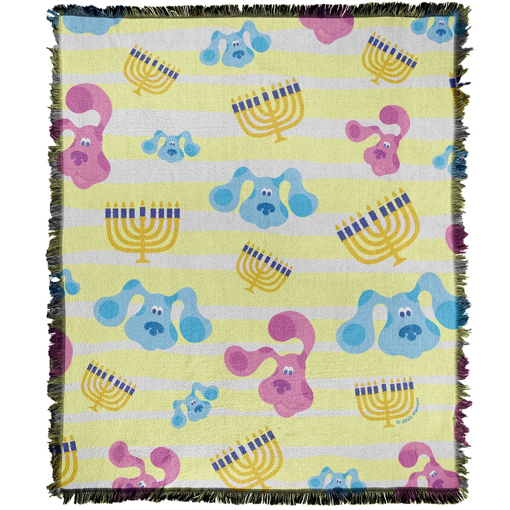 Blue's Clues Blanket, 50'x60' Blues Hanukka Pattern Woven Tapestry ...
