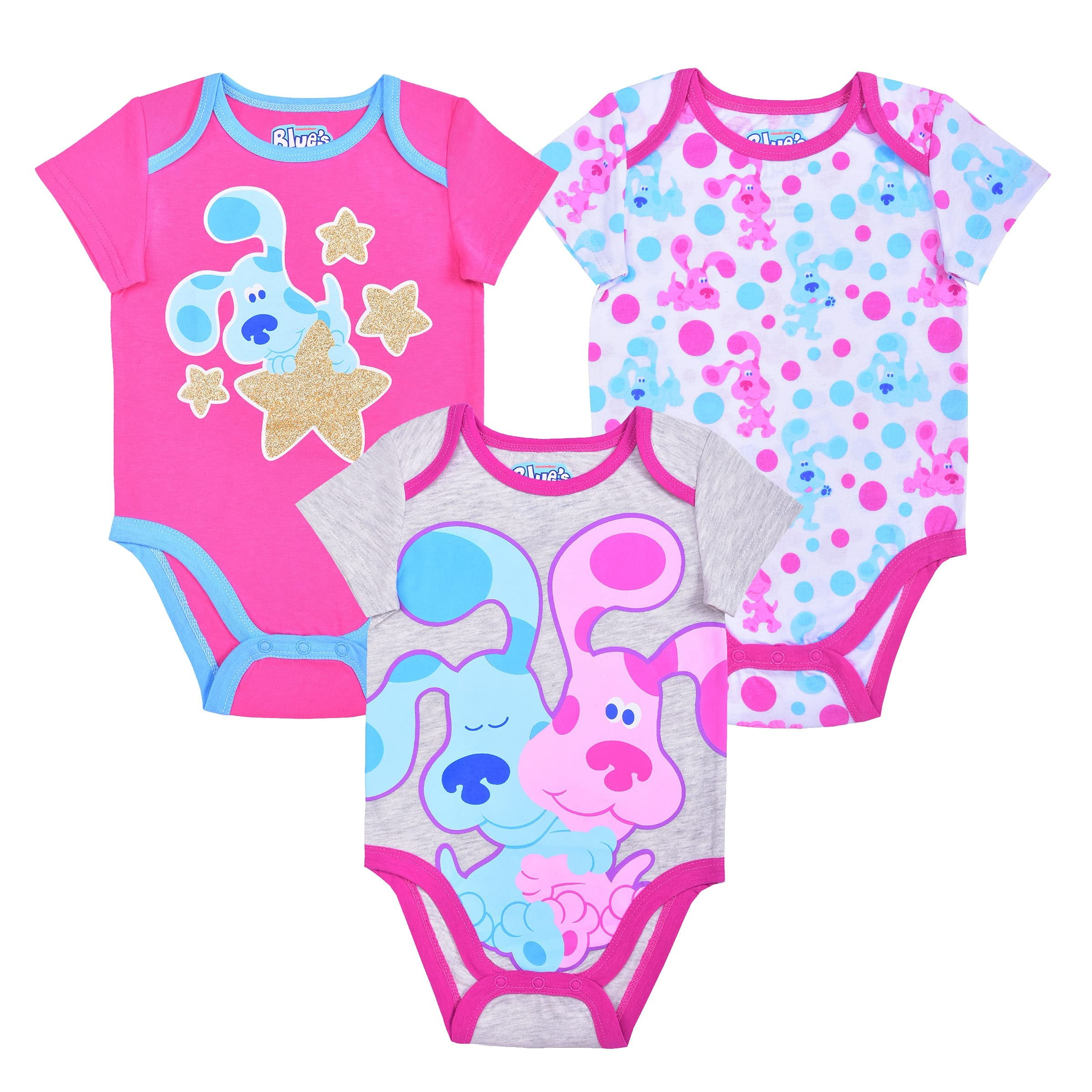 Blue's Clues Baby Clothes: 3-Pack Blue and Magenta Character Onesies ...