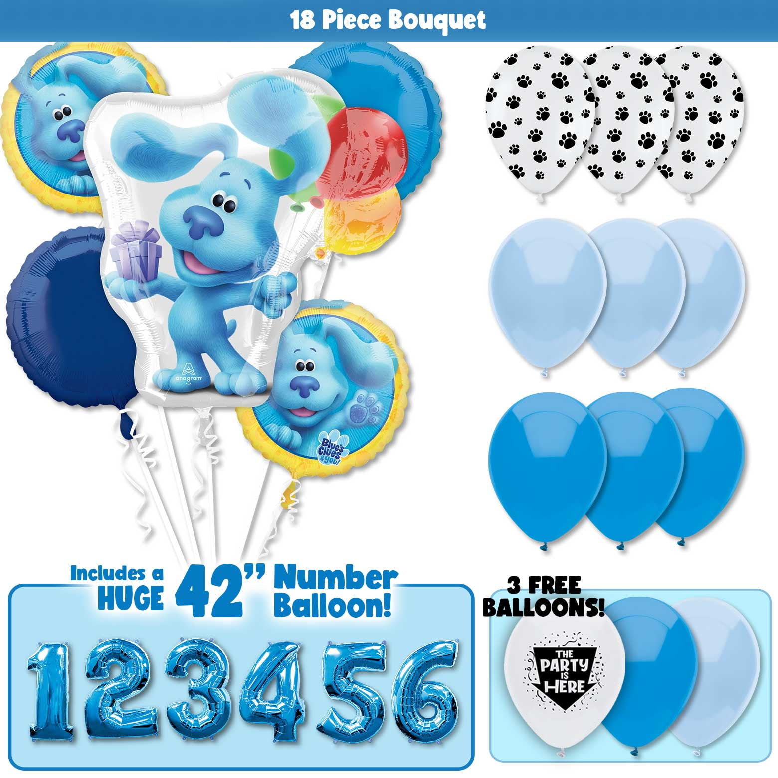 18pc Blue's Clues Deluxe Balloon Bouquet - Party Birthday Decoration ...