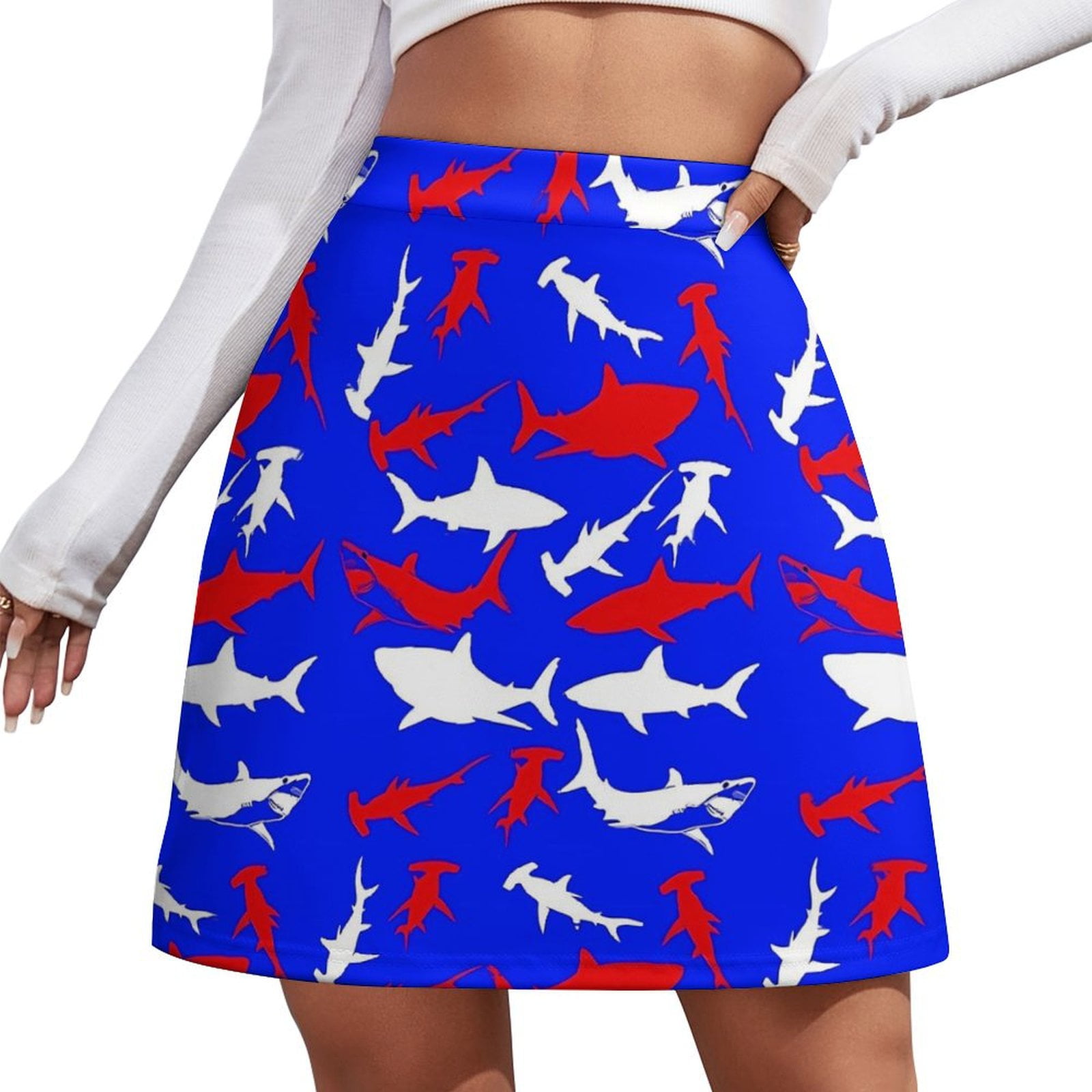 Blue s Skirt Animal Print Streetwear Casual Skirts Woman Modern Mini ...
