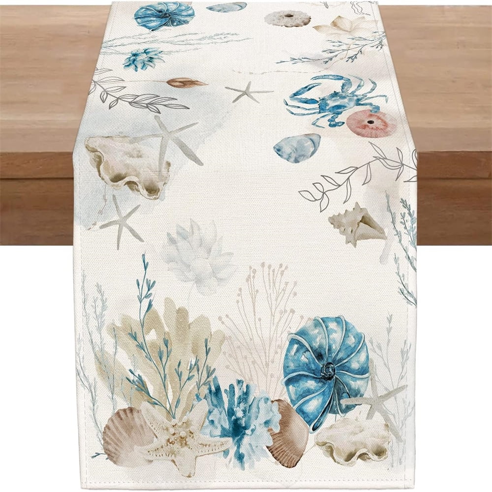 Blue shell table Run Tropical Ocean Beach table Flag Holiday Party ...