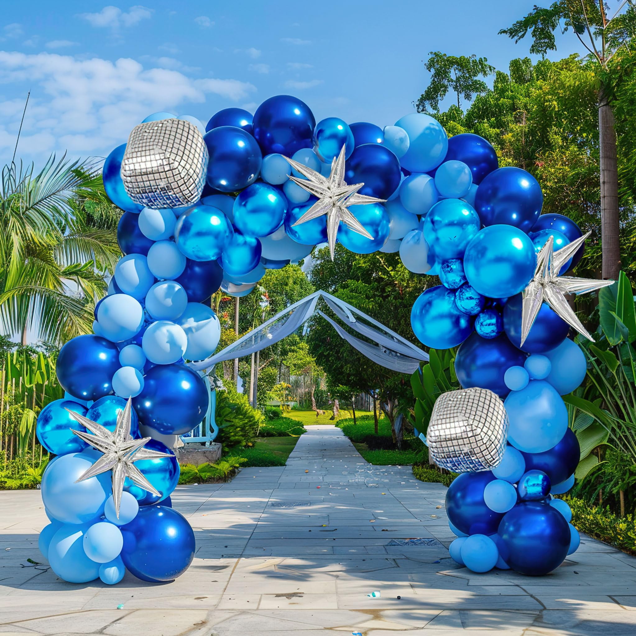 Blue and silver Disco STF9 Balloon Garland Arch Kit Metallic light Blue ...