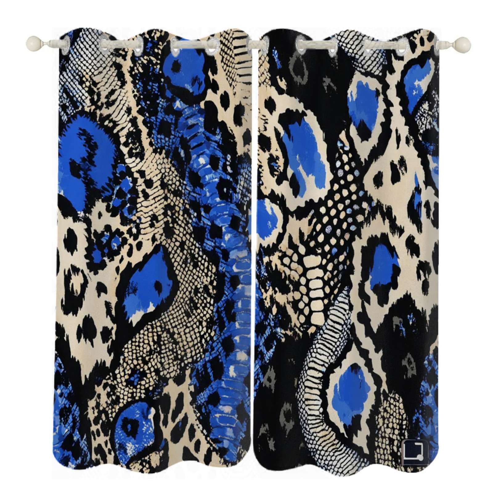 Blue snakeskin leopard print fabric Sunshade Curtains Home Bedroom ...