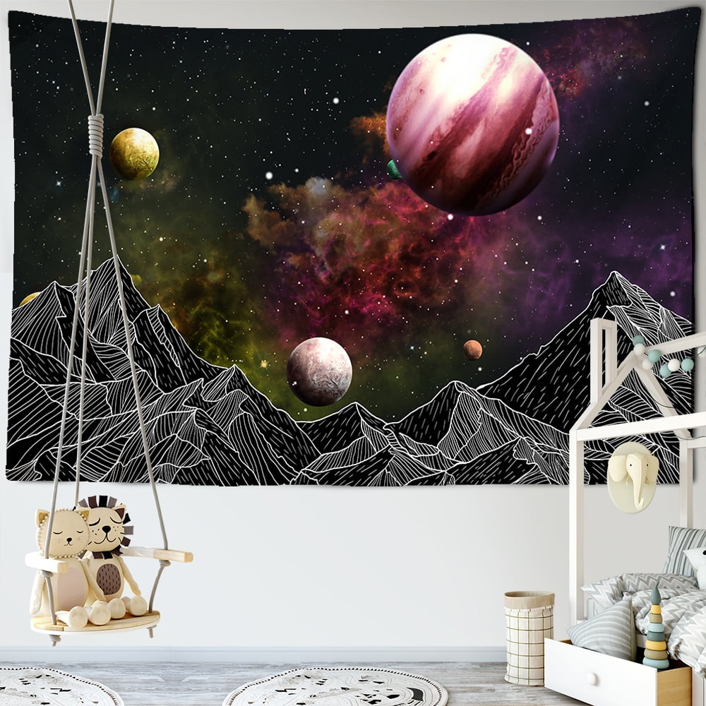 Blue starry sky stars cosmic space tapestry wall hanging large ...