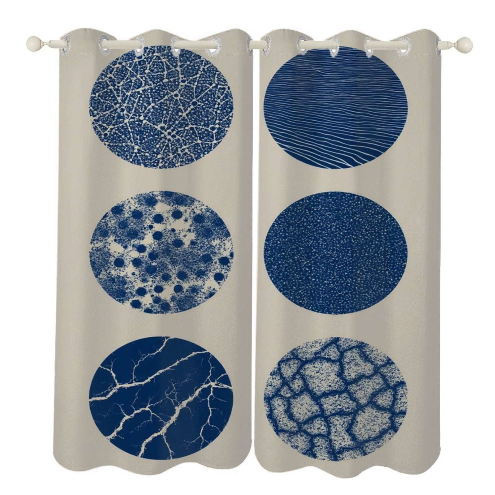 Blue textured circle patterns Sunshade Curtains Home Bedroom Living ...