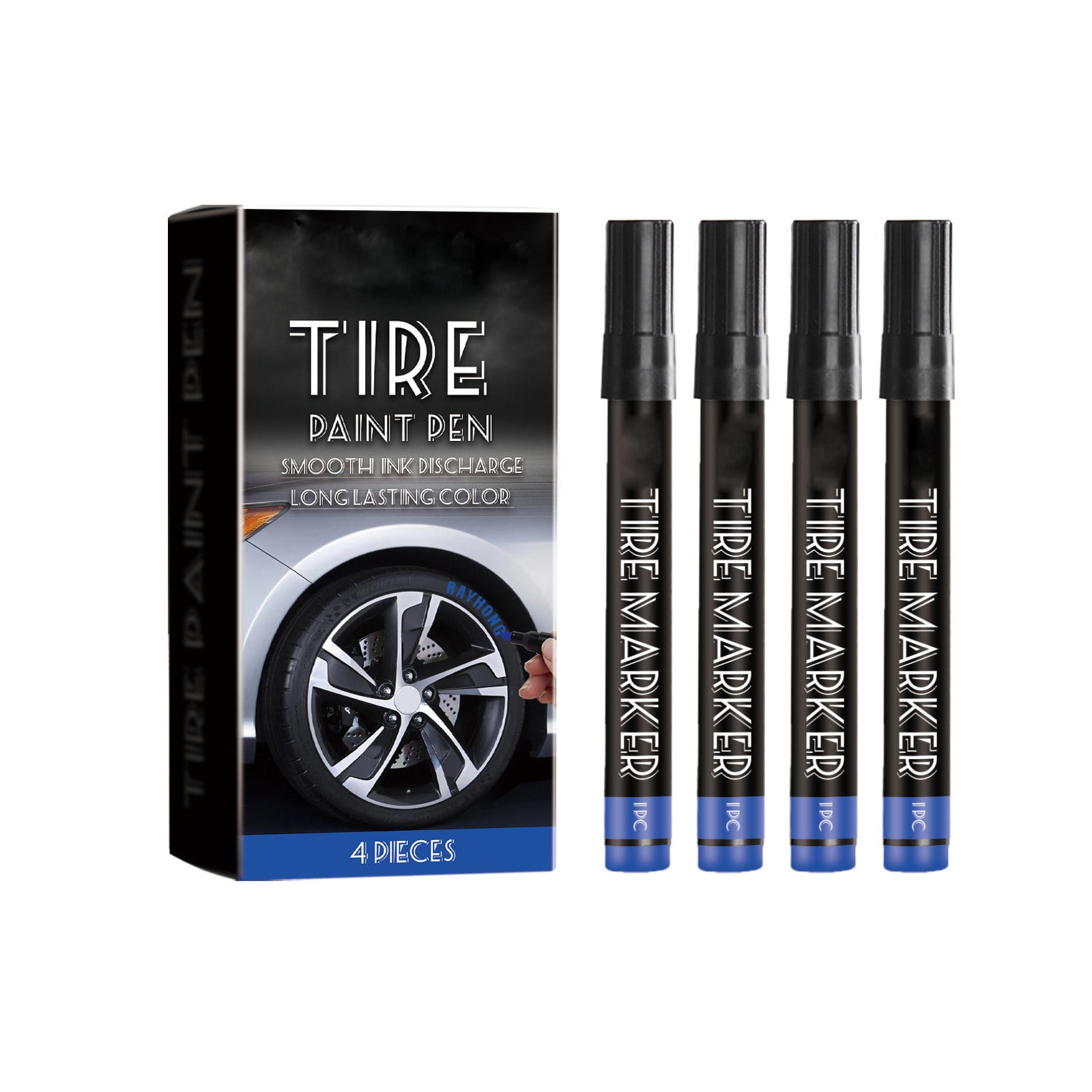 Blue tire Paint Marker for Car Tire Lettering - 4 Pack - Permanent Tire ...