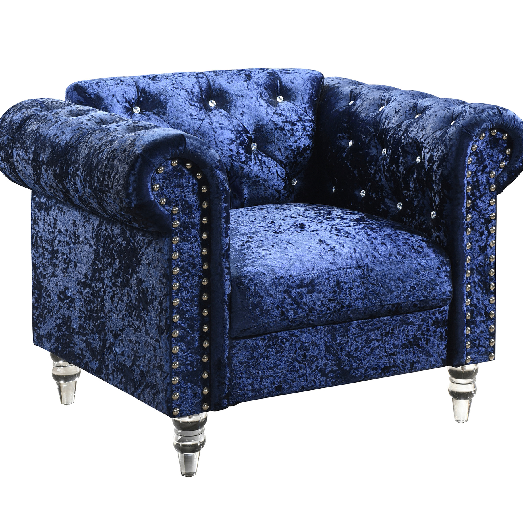 Blue velvet fabric - Comfortable seating in primary living space - For ...