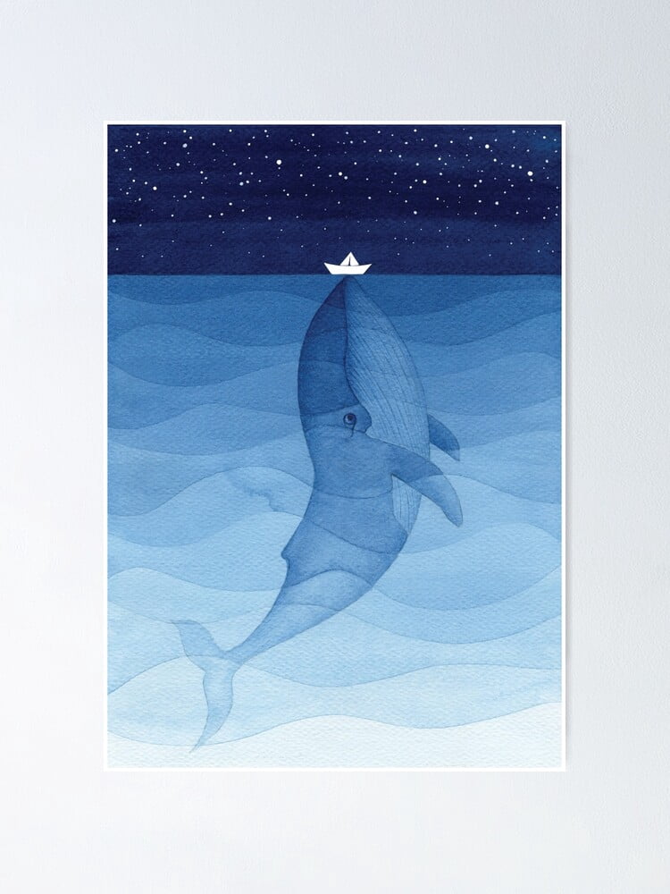 Blue whale, sea animal Canvas Poster Decor Landscape Office Room Decor ...
