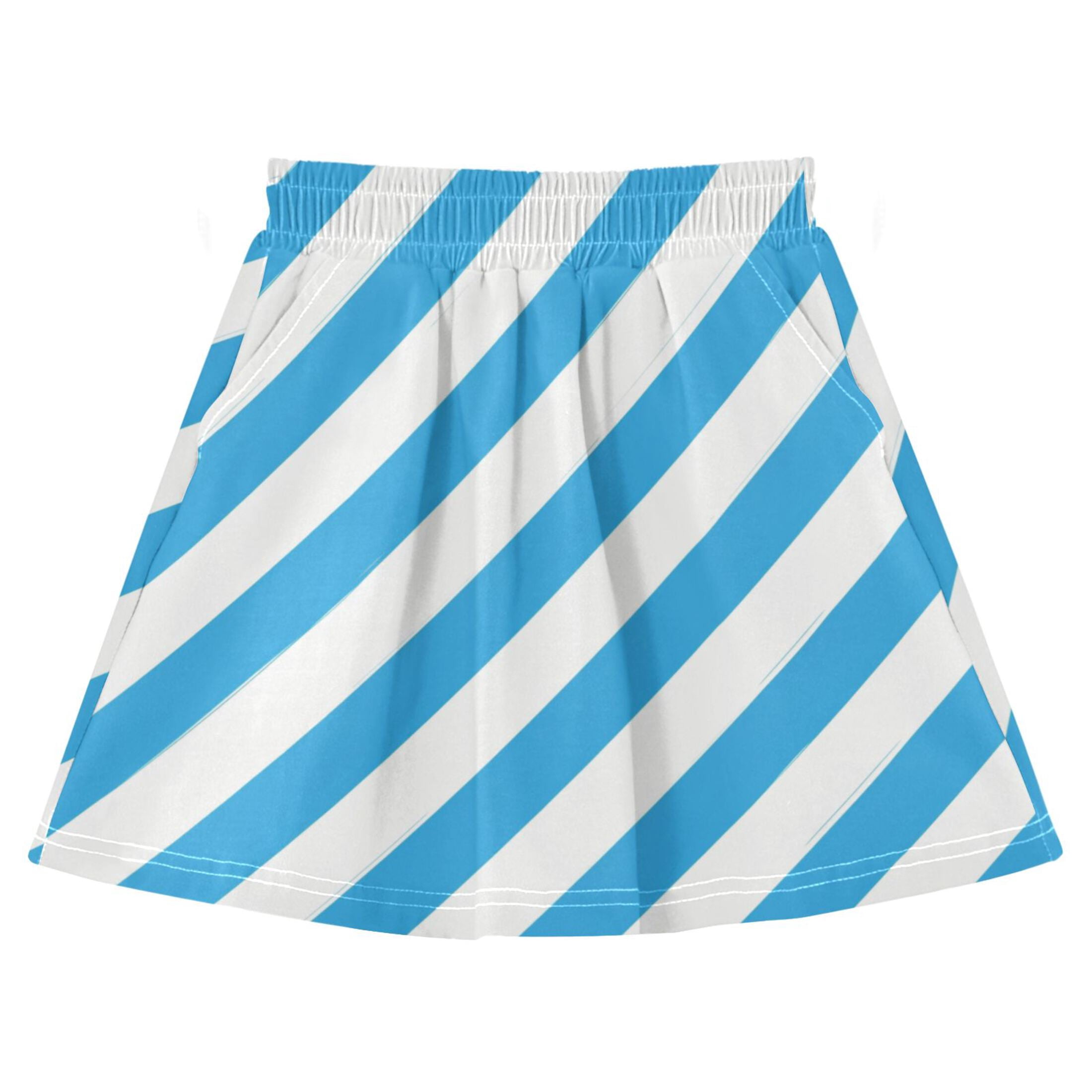 Blue-white Diagonal Stripes Girls' Skirts A-Line Skirts with Under ...