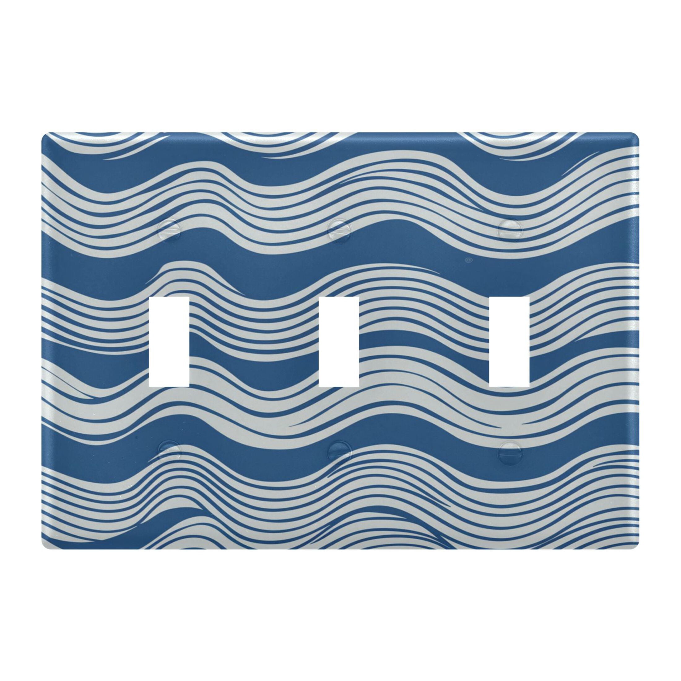 Blue-white Waves Light Switch Cover Electrical Outlet Cover Replaceable ...