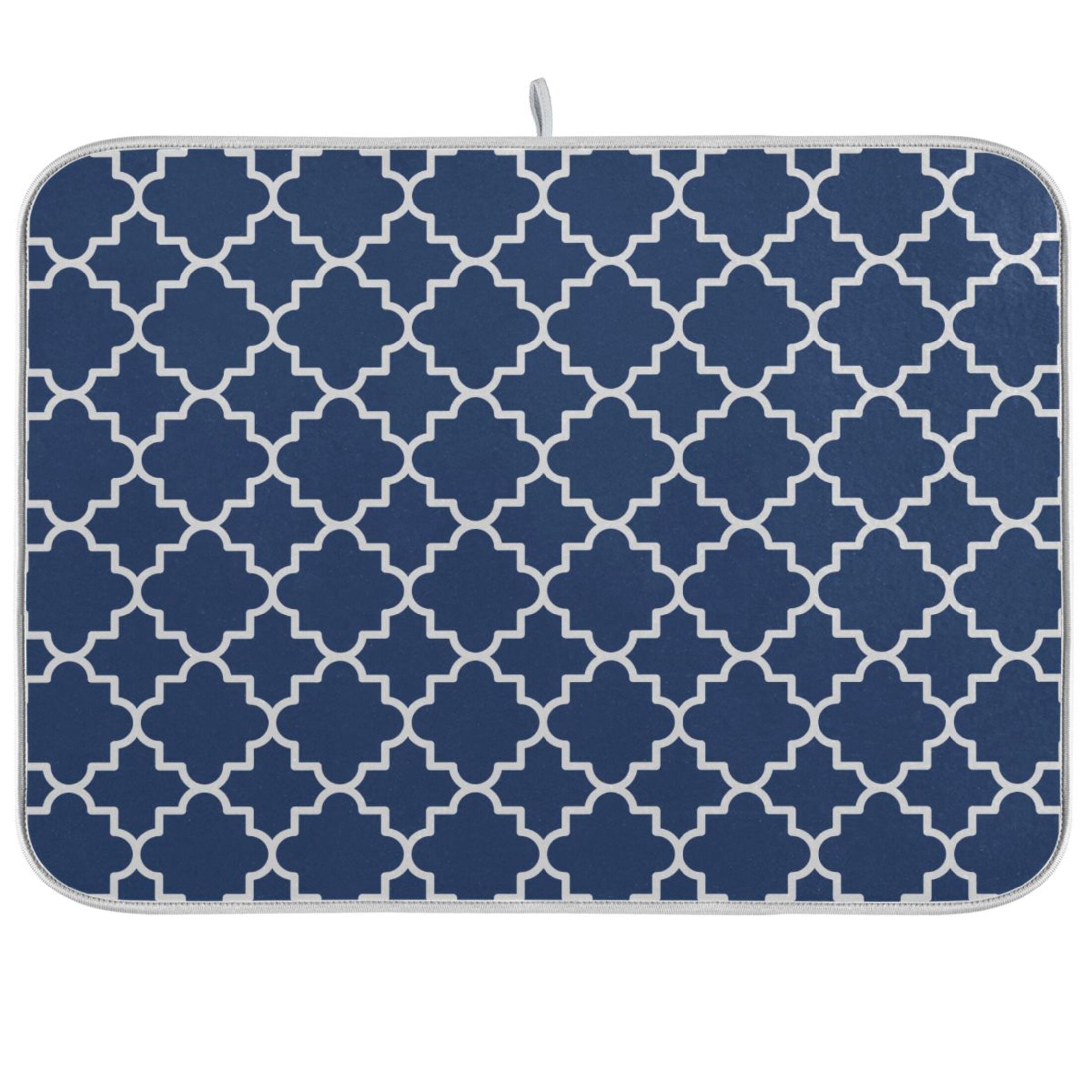 Blue with Lattice Dish Drying Mat Microfiber Kitchen Mats Large Counter ...