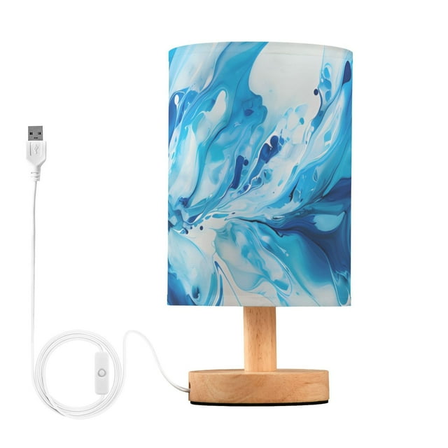 Blue with Liquid Bedside Table Lamp LED Warm Lights with USB Charging ...