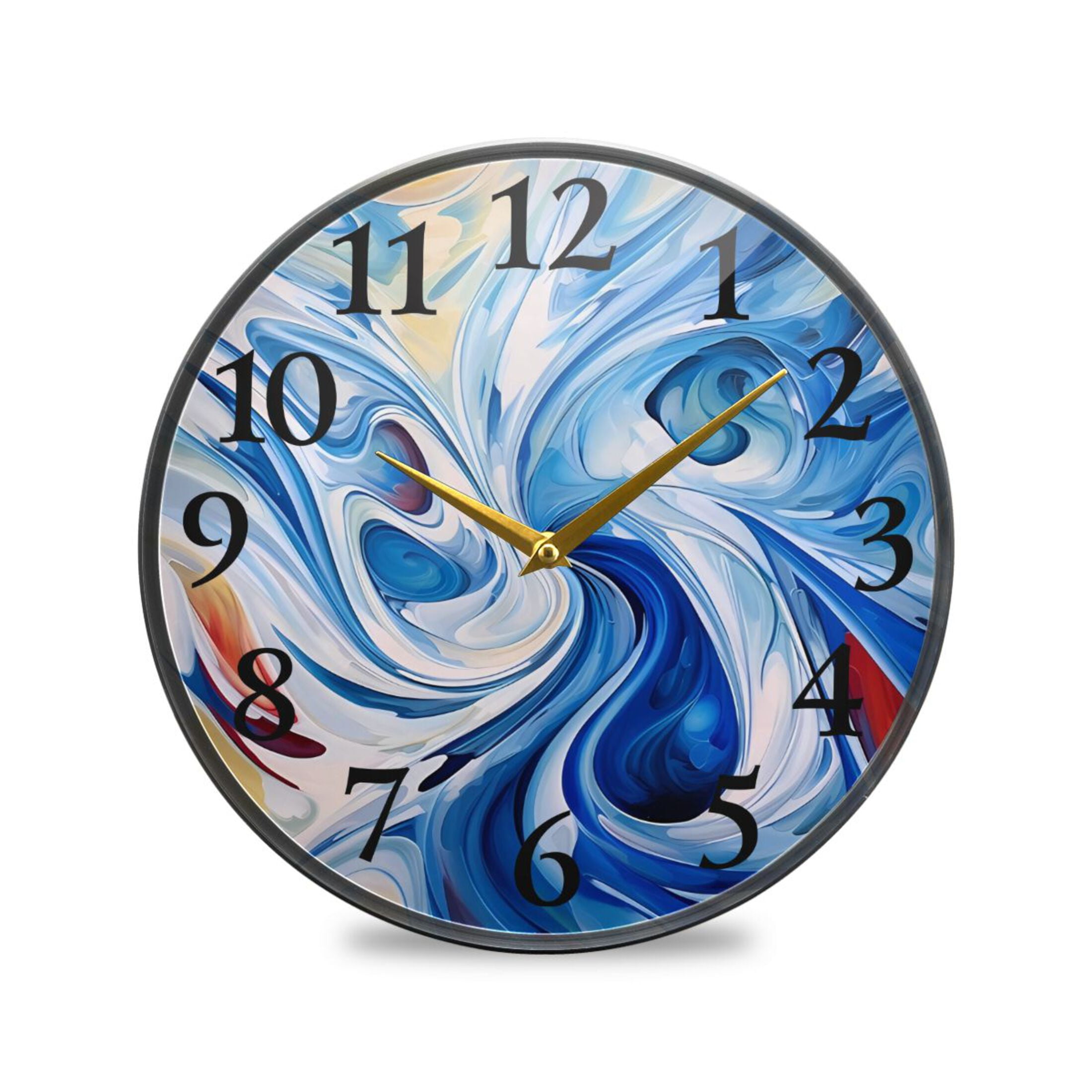 Blue with Liquid Wall Clocks Battery Operated 11.9 Inch Round Clock ...