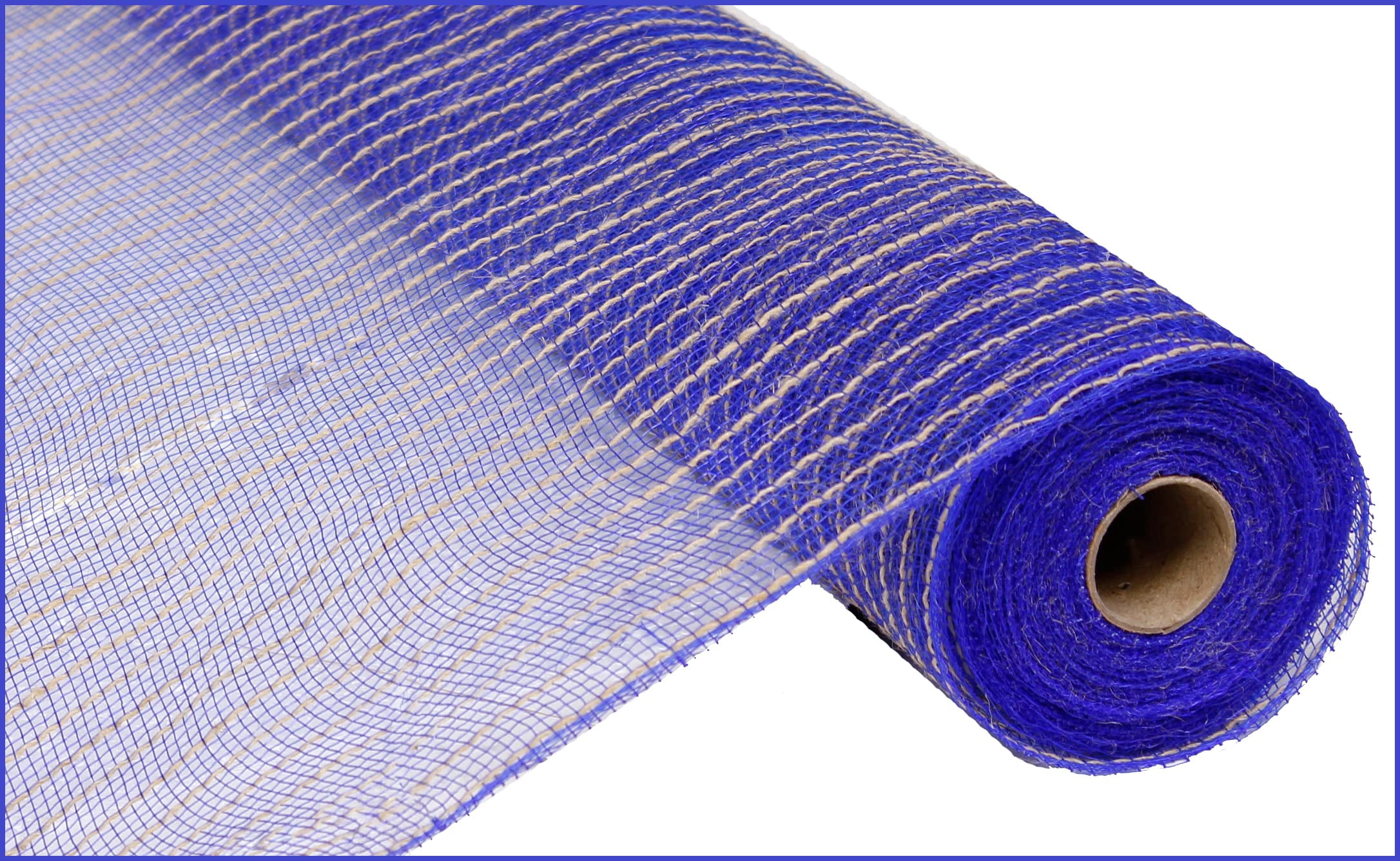 Blue with Natural Stripe Poly Deco Mesh, 21 inch x 10 Yards (30 feet ...