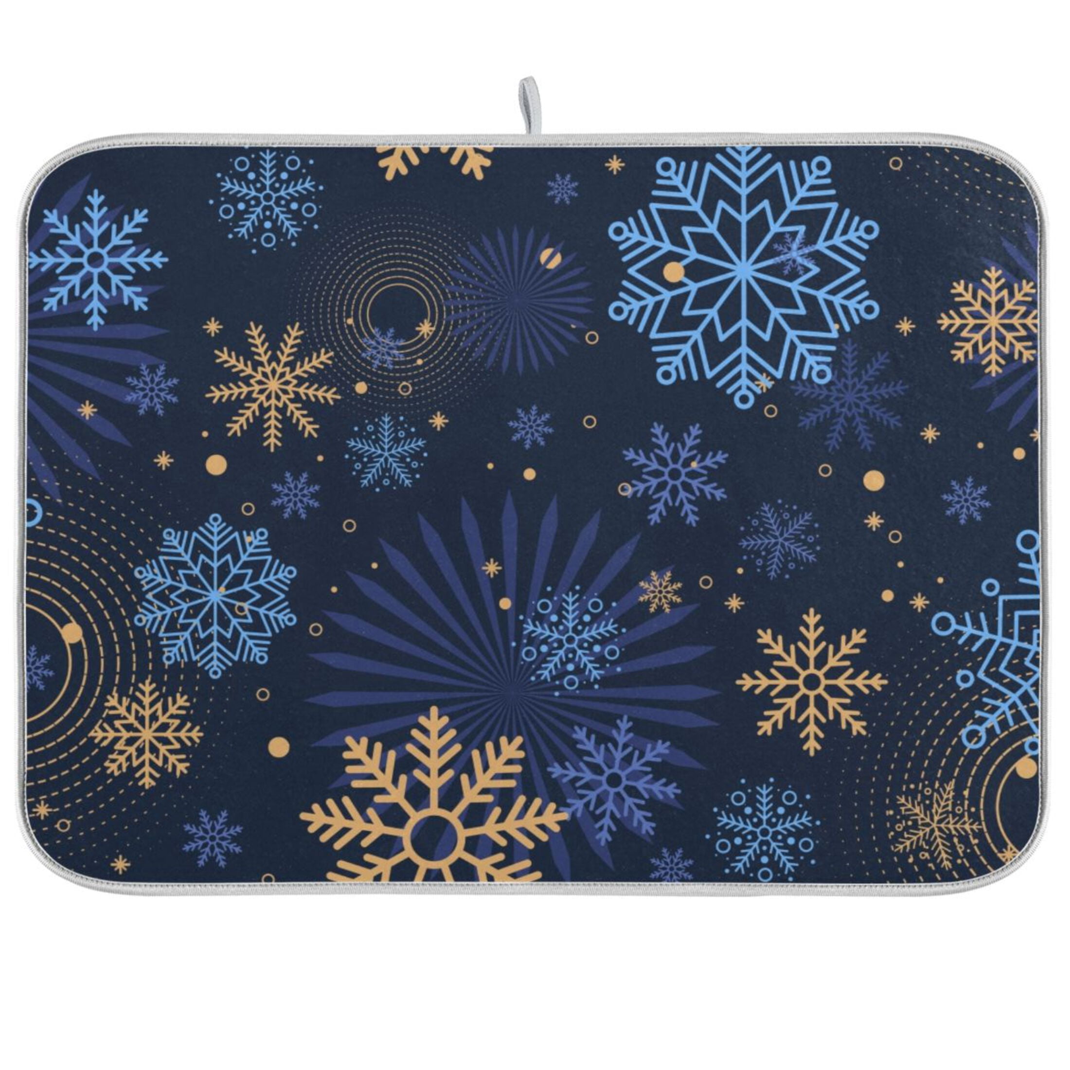 Blue with Snowflakes Dish Drying Mat Microfiber Kitchen Mats Large ...