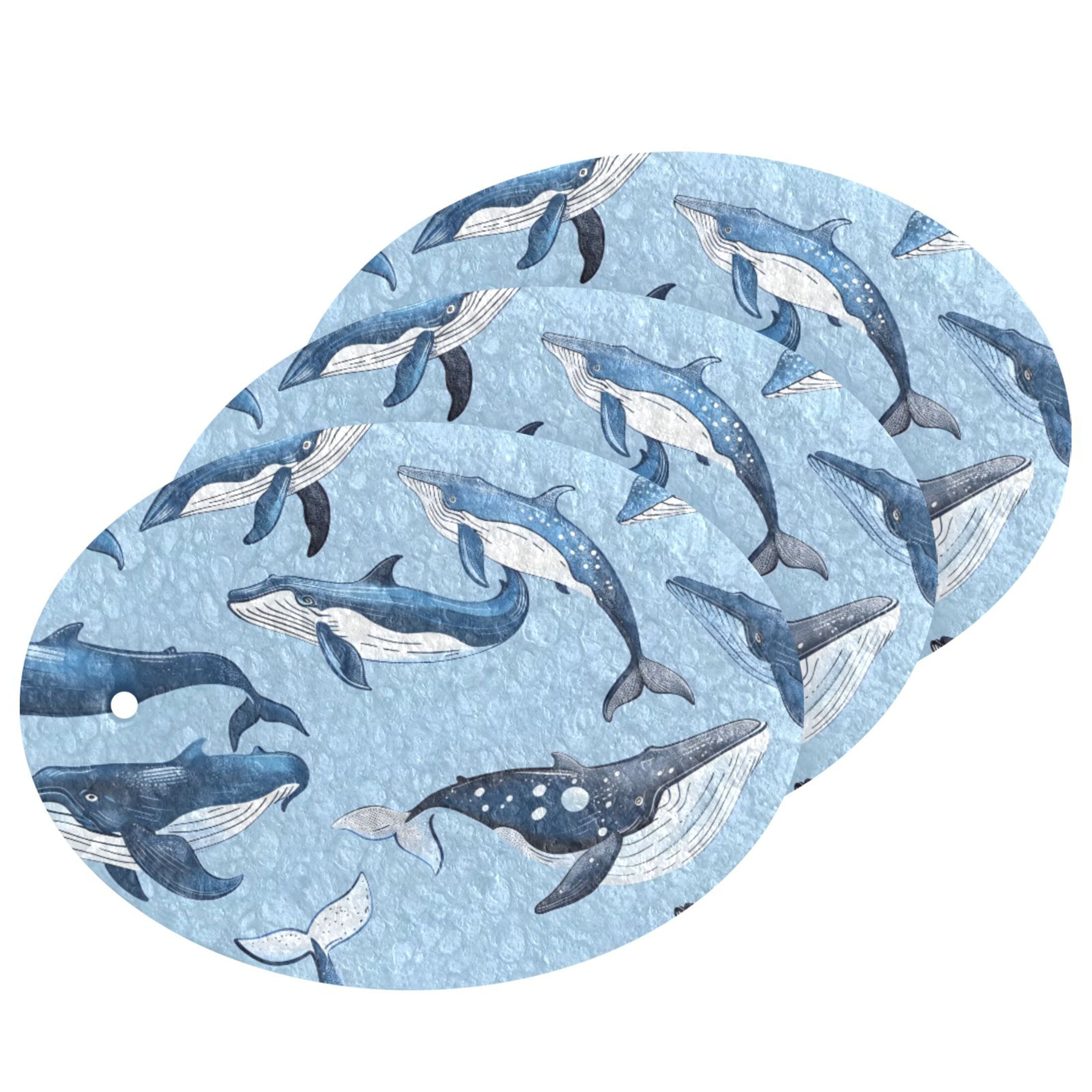 Blue with Whales 3 Pack Dish Sponges Bulk Natural Sponges Compressed ...