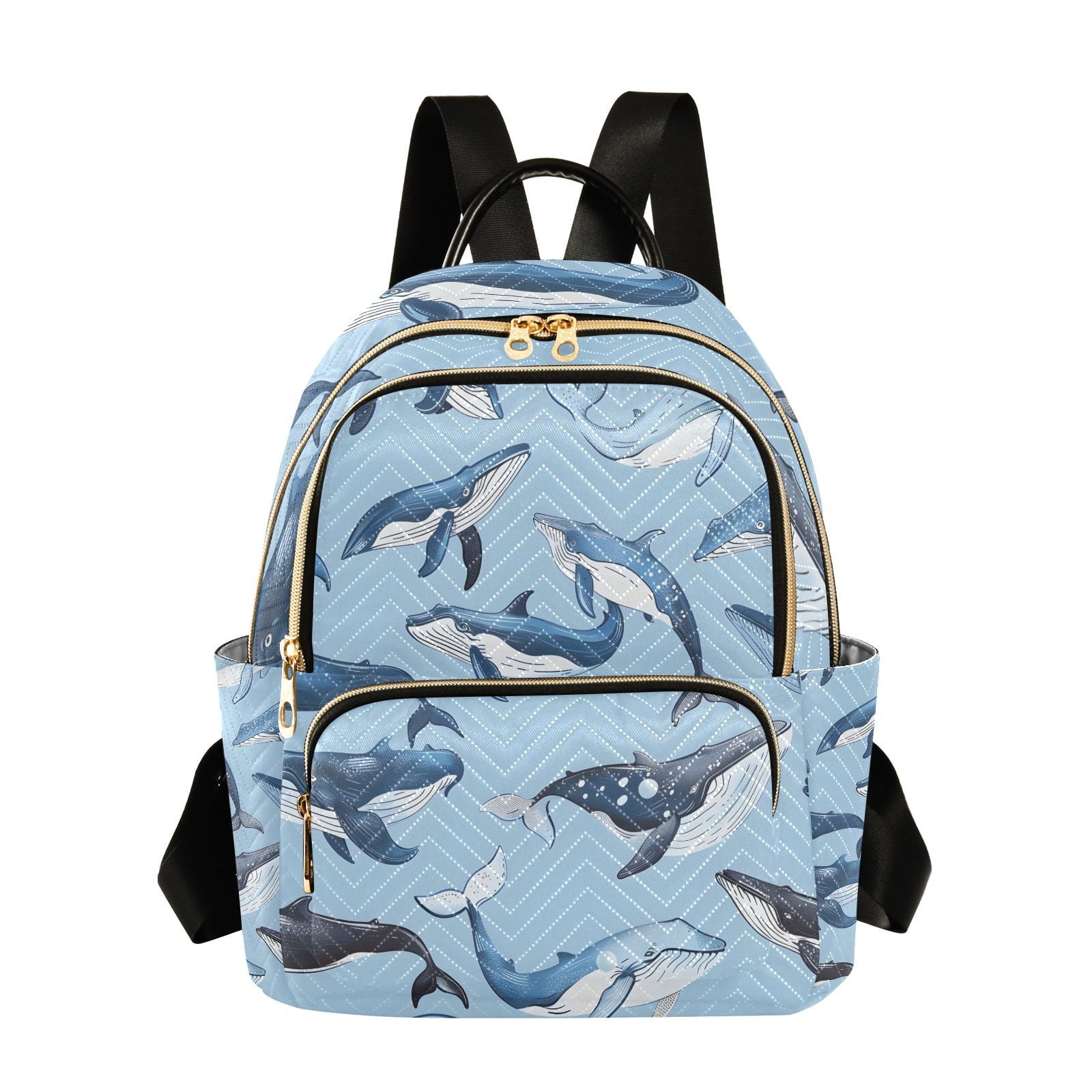 Blue with Whales Travel Laptop Backpack Casual Daypack Lightweight ...