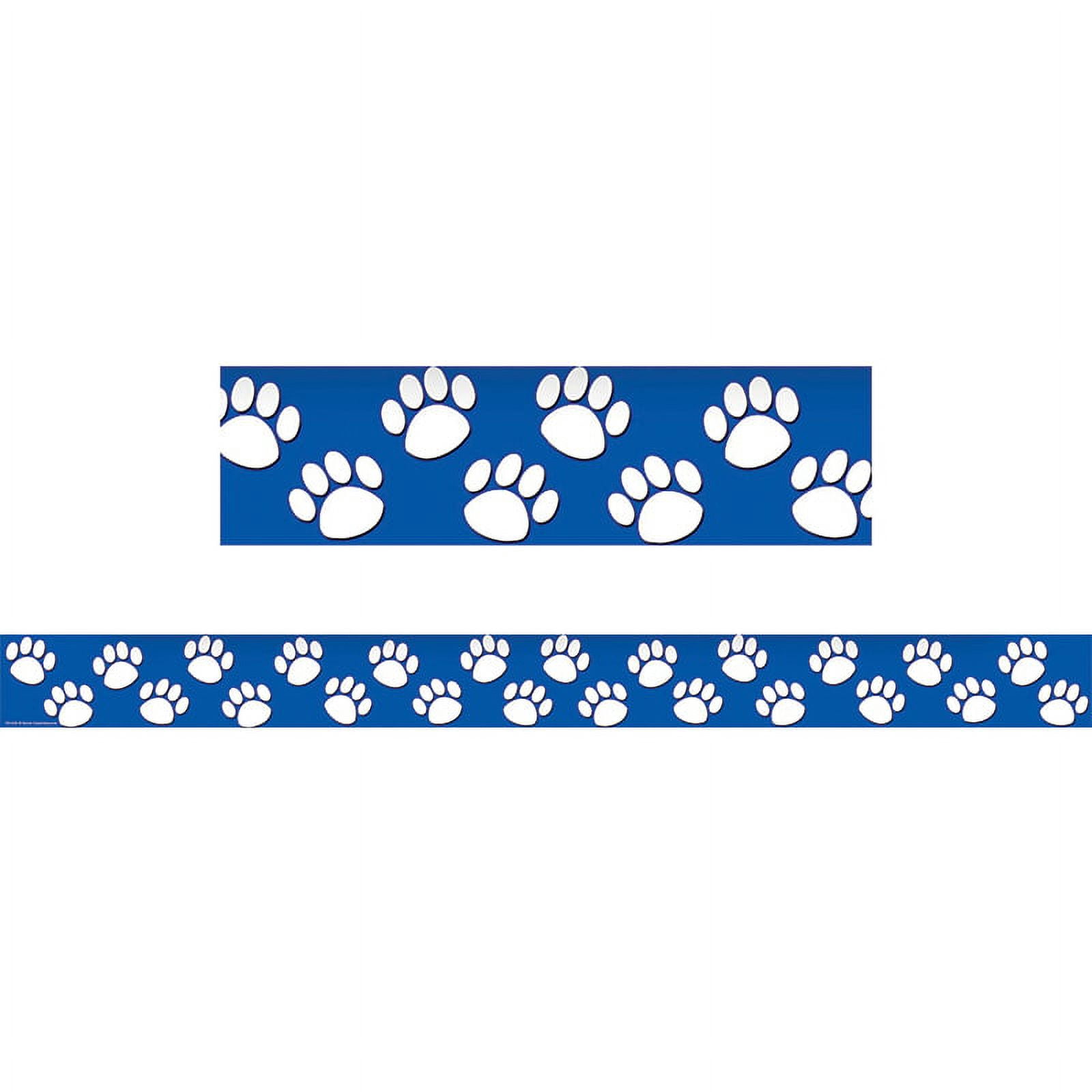 Blue with White Paw Prints Straight Border Trim, 35 Feet | Bundle of 10 ...