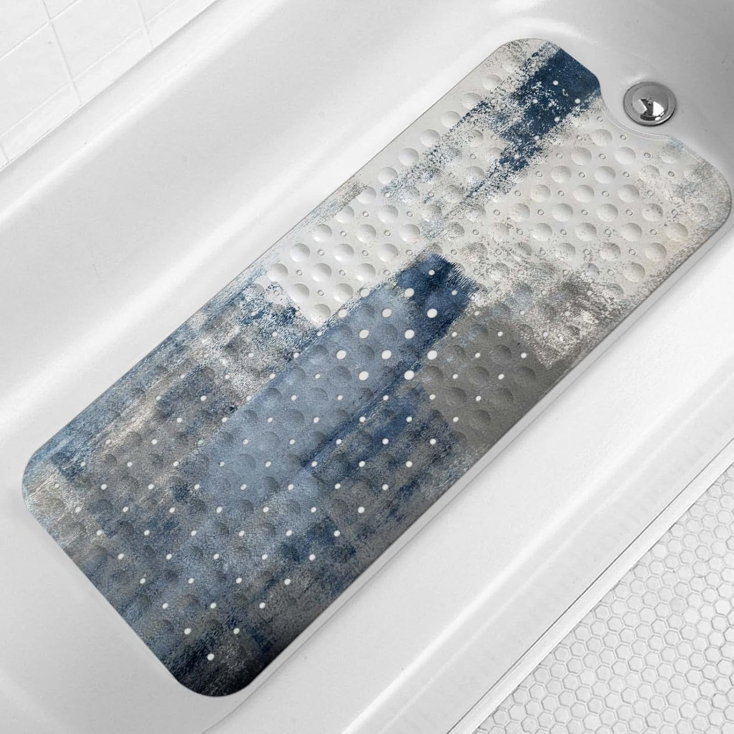 BlueBathtub Mat Non Slip,40 X 16 Inch Tub Mat for Bathroom, Abstract ...