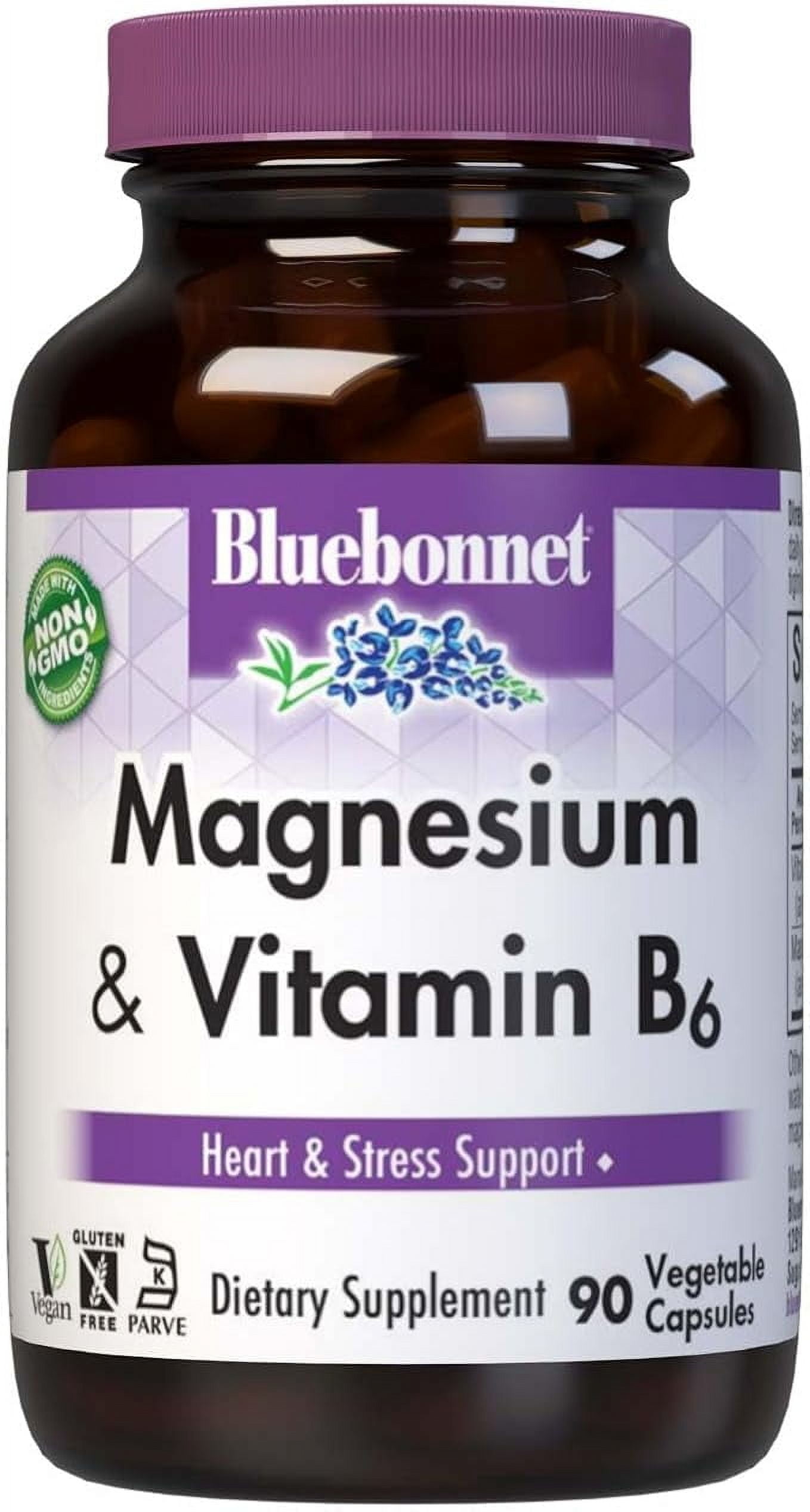 BlueBonnet Magnesium Plus B-6 Vegetarian Capsules, 90 Count - Walmart.com