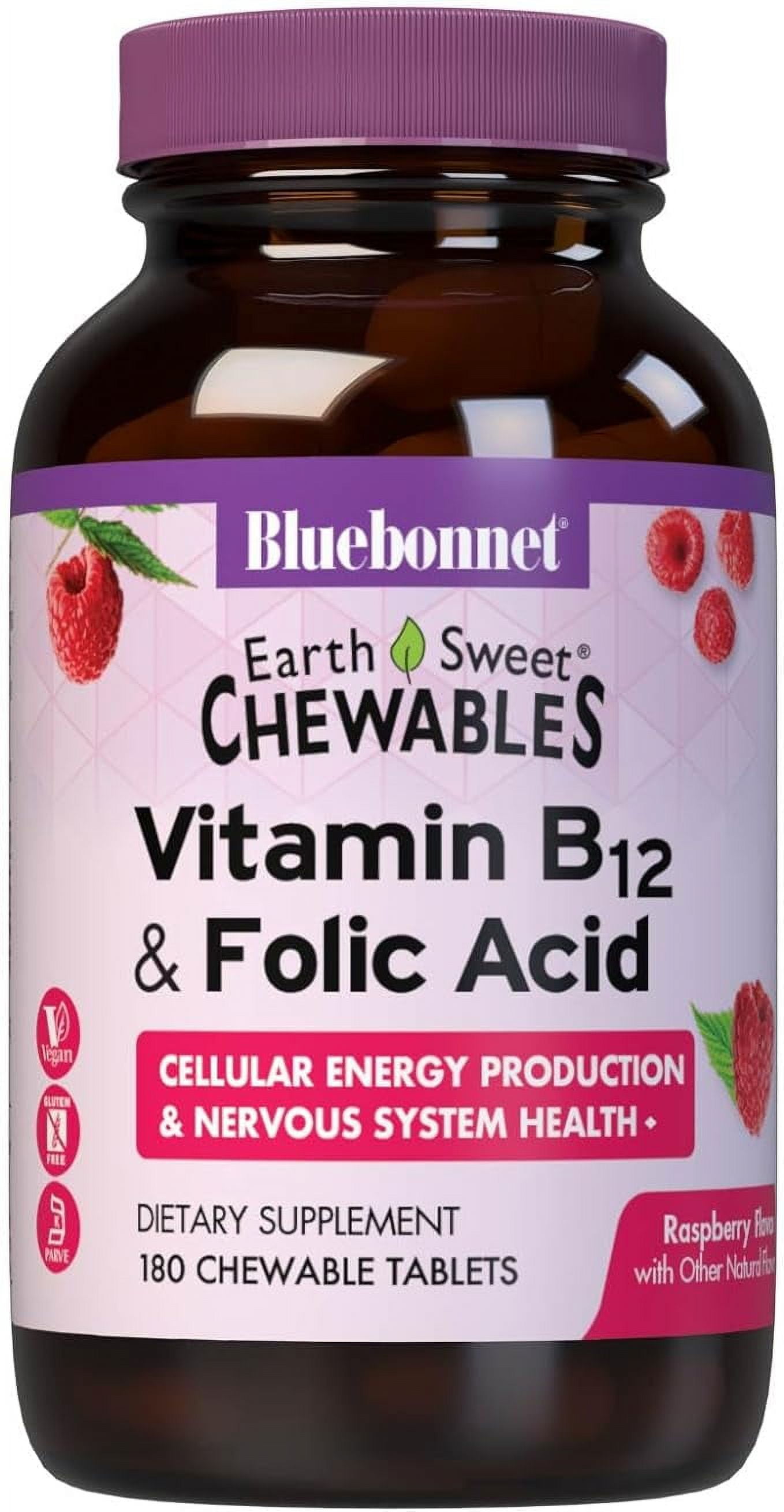BlueBonnet Nutrition Earth Sweet Vitamin B12 & Folic Acid Chewable ...