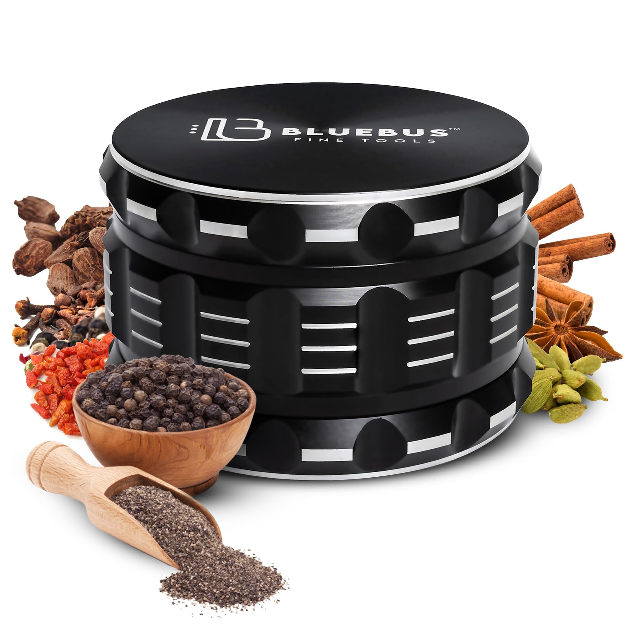 BlueBus GA Grinder 3" Black Aluminum Herb Grinder, Spice/Herbs Crusher ...