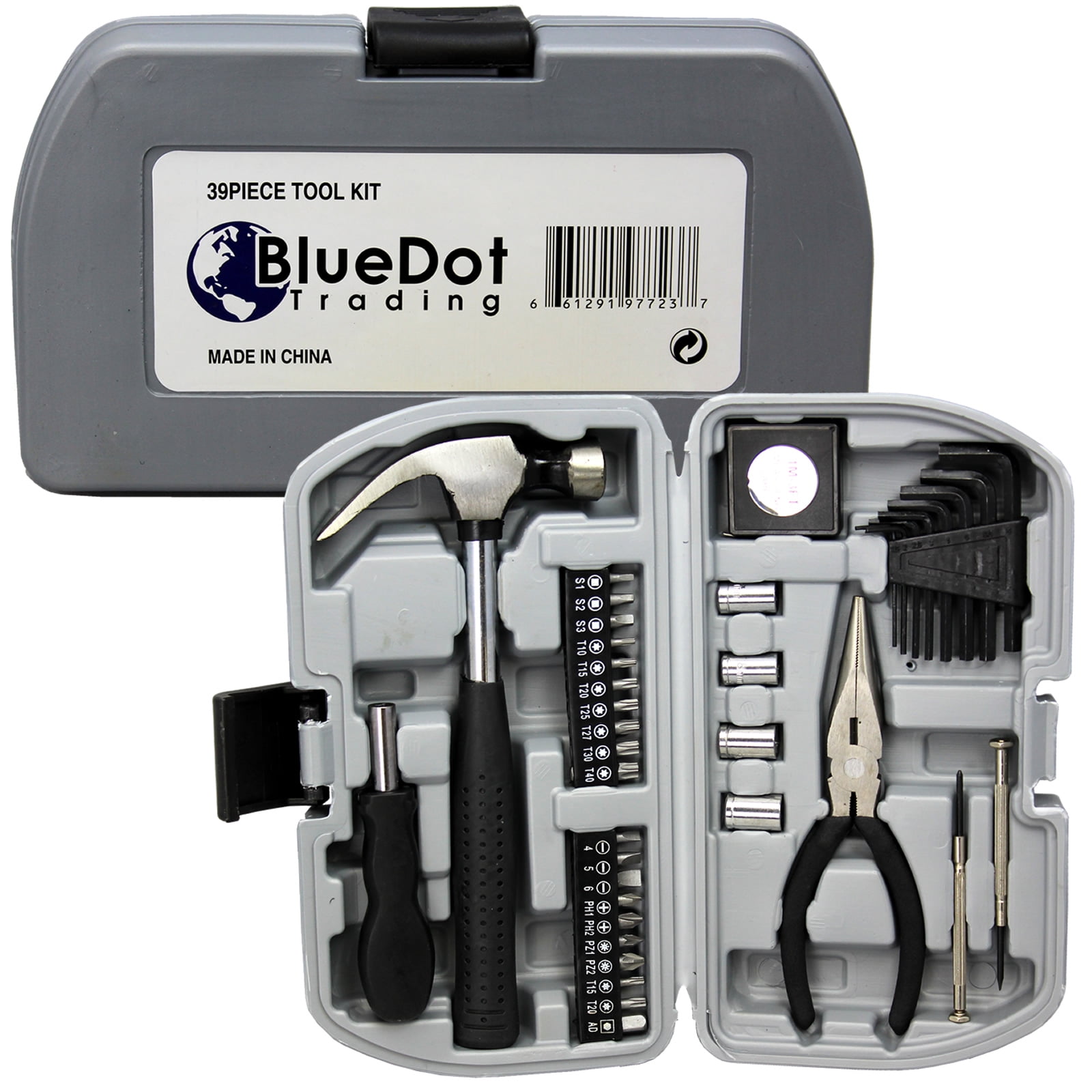 BlueDot Trading 39 Piece Portable Home Hand Tool Set for Beginners, Small Kit for Apartment ...