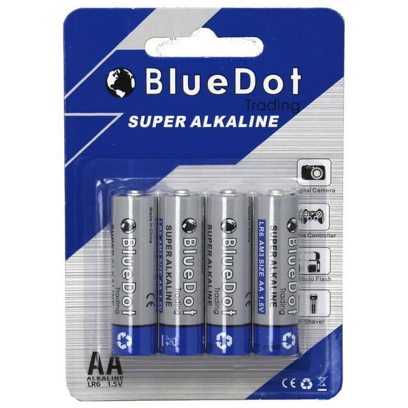 BlueDot Trading AA Super Alkaline Batteries, 4 Count, 4 Pack - Walmart.com