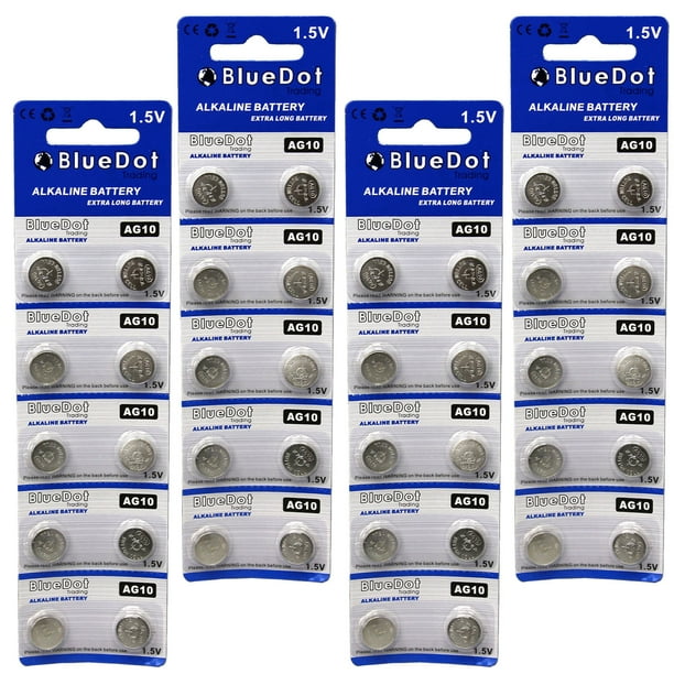 BlueDot Trading AG10 (also known as LR54 and LR1131) Alkaline Button Cell Batteries - 40 Pack ...