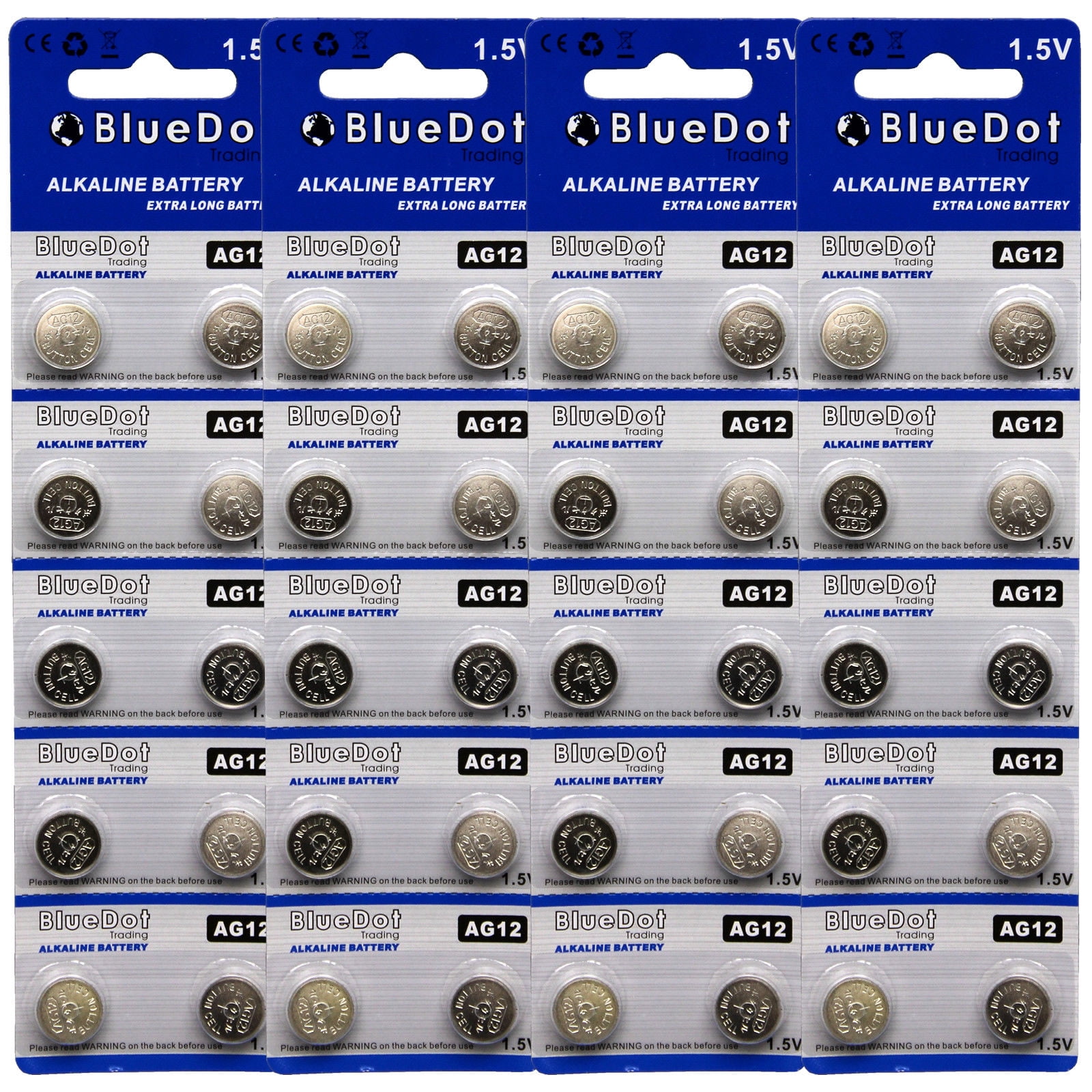 BlueDot Trading AG12 (also known as LR43 and LR1142) Alkaline Button Cell Batteries - 40 Pack ...