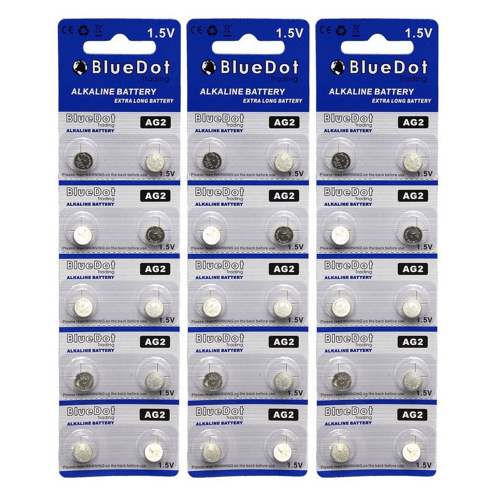 BlueDot Trading Brand AG2 Button Cell Extra Life Alkaline Batteries ...