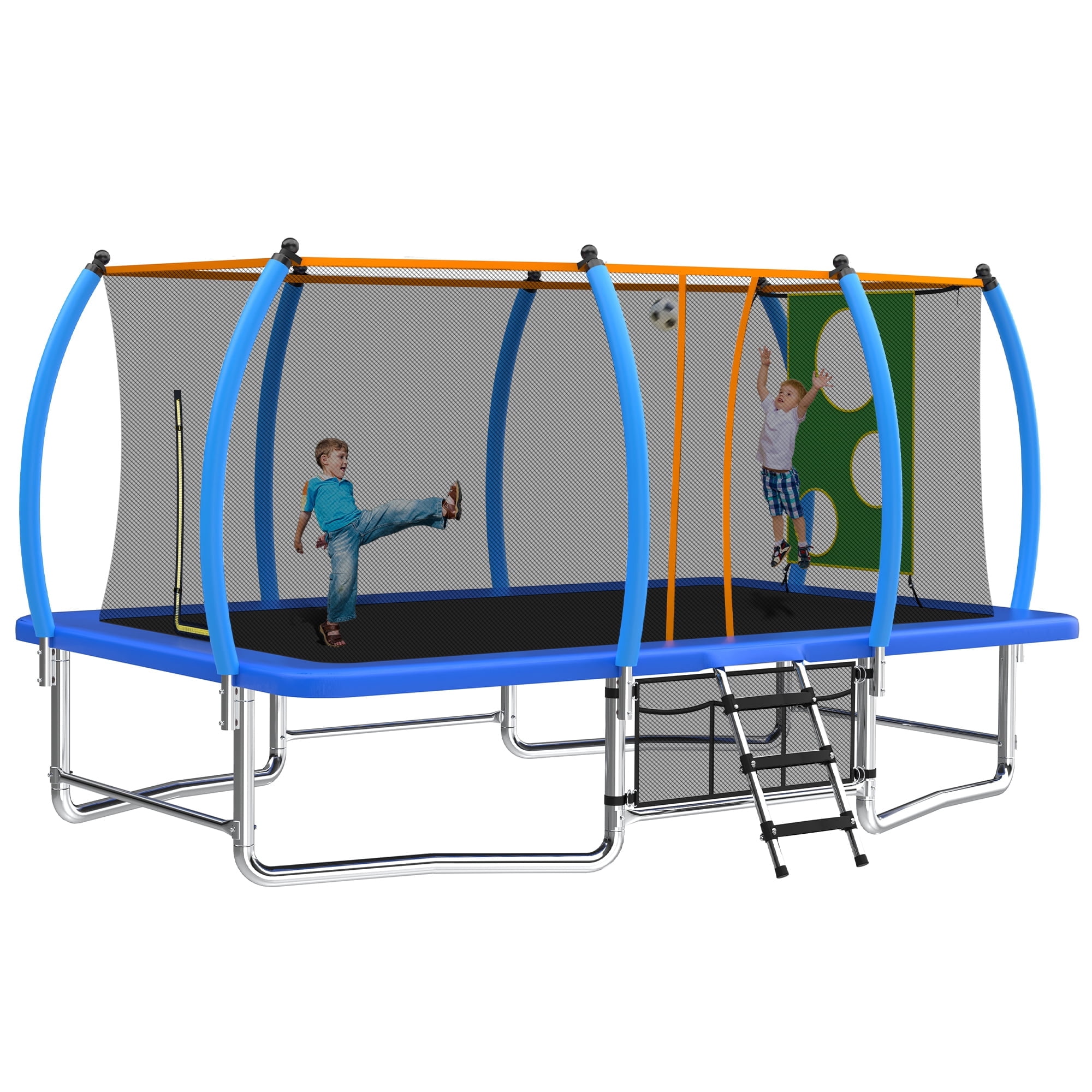 BlueDreamer 8x14 FT Soccer-Ready Trampoline with Safety Enclosure ...