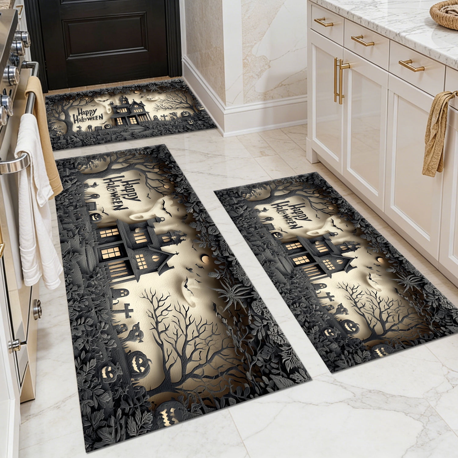 BlueDreamer Kitchen Rug Set 3 Piece, Non Slip Machine Washable Mats for ...