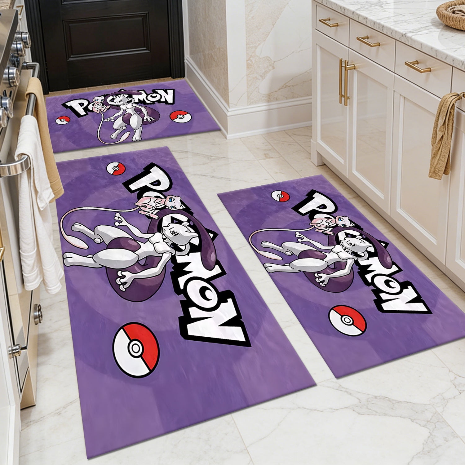 BlueDreamer Kitchen Rugs and Mats 3 PCS Set,Non Skid Washable Absorbent ...