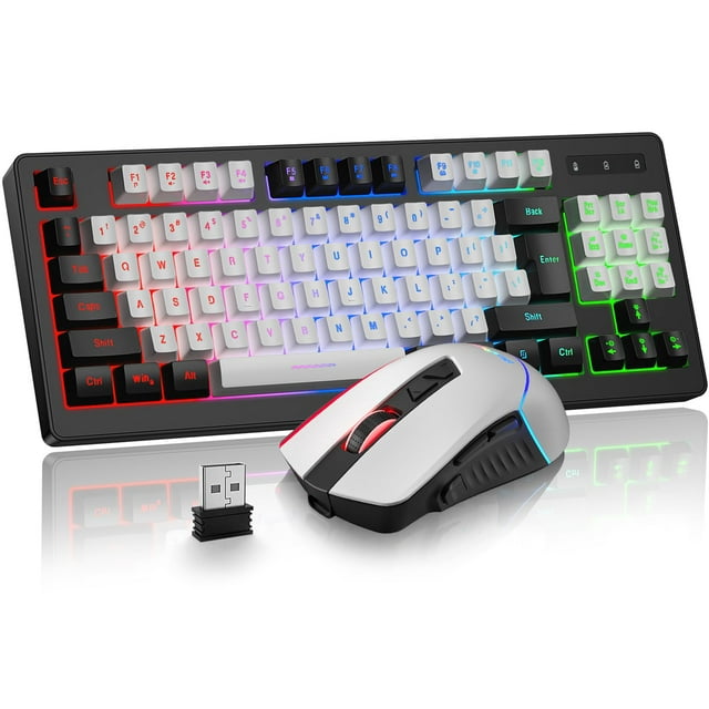 BlueFinger Wireless Gaming Keyboard and Mouse Combo, RGB Backlit ...