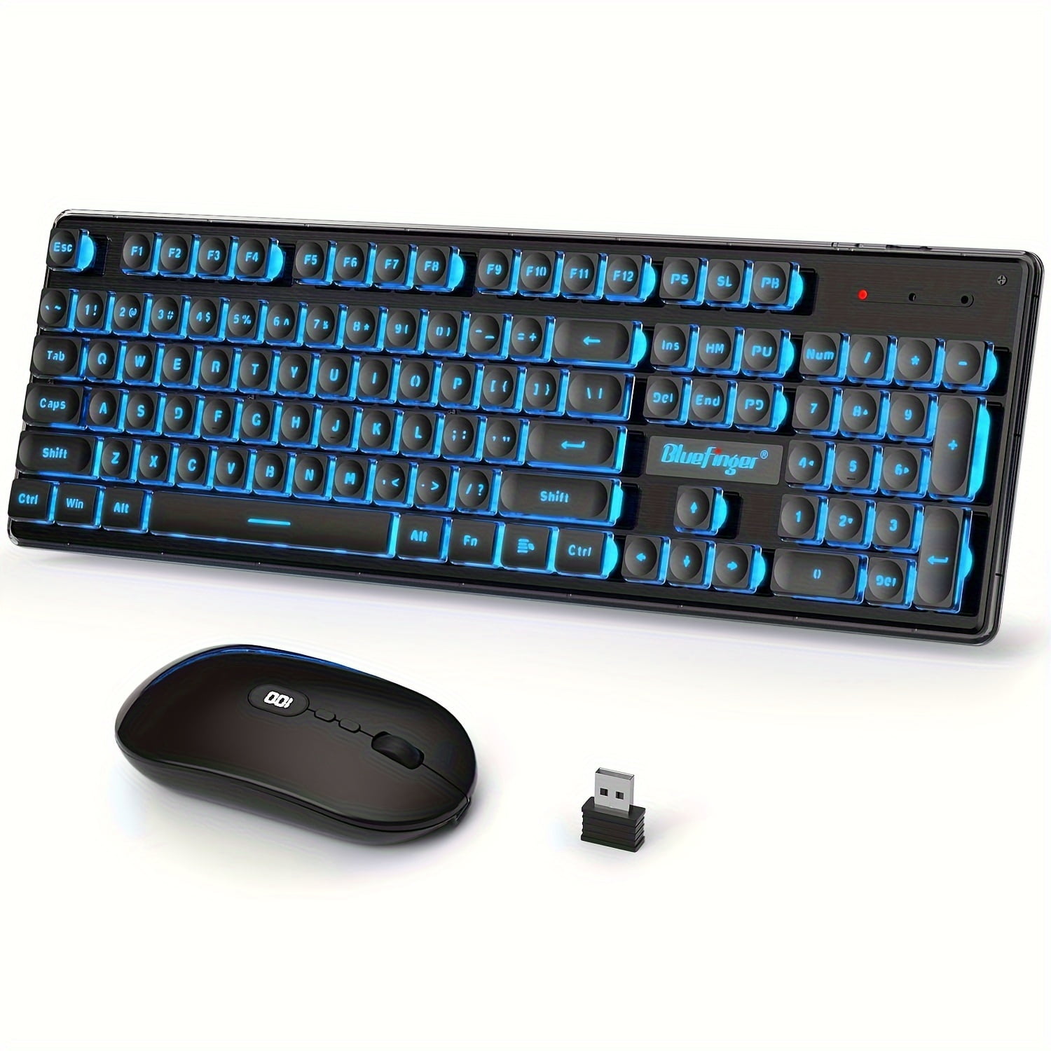 BlueFinger Wireless Gaming Keyboard and Mouse Combo, Upgrade Battery ...