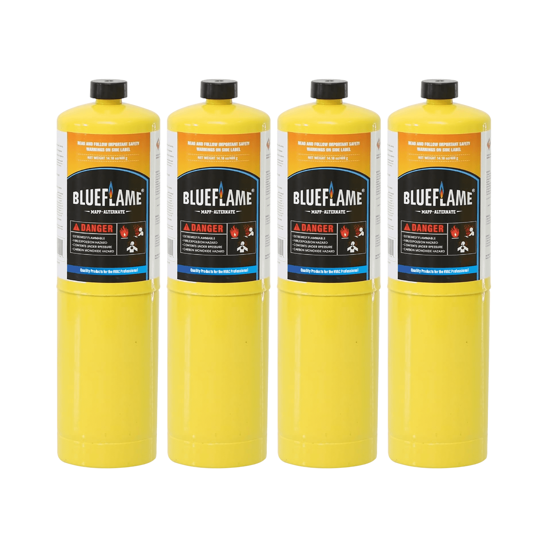 BlueFlame MAPP ALTERNATE Gas Cylinder Pack of 4 – 99.9% High-Purity ...